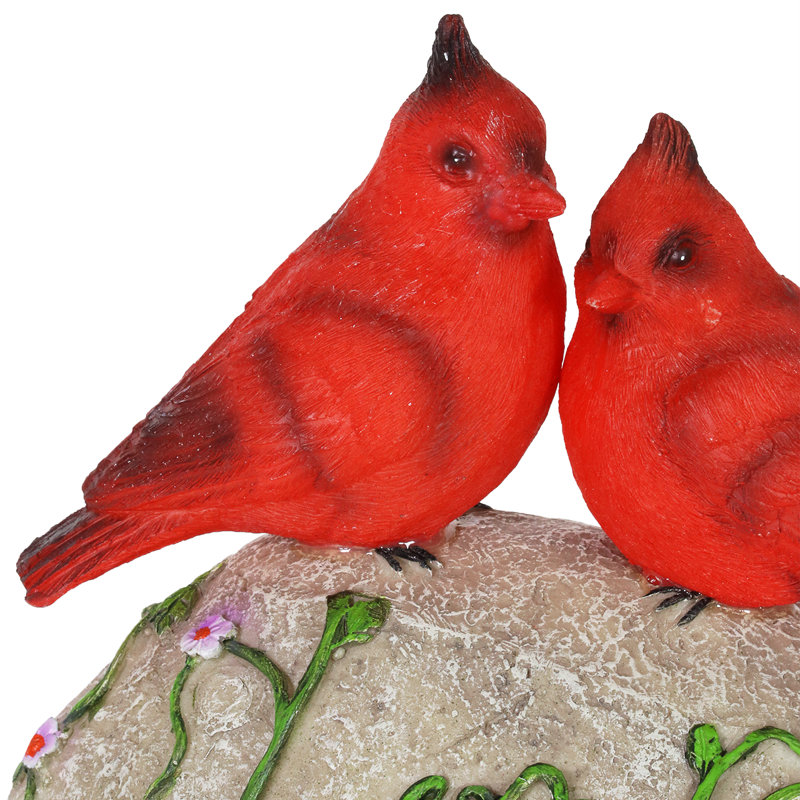 Exhart Solar Cardinal Love Rock Statue with Flowers, 8 Inch & Reviews ...
