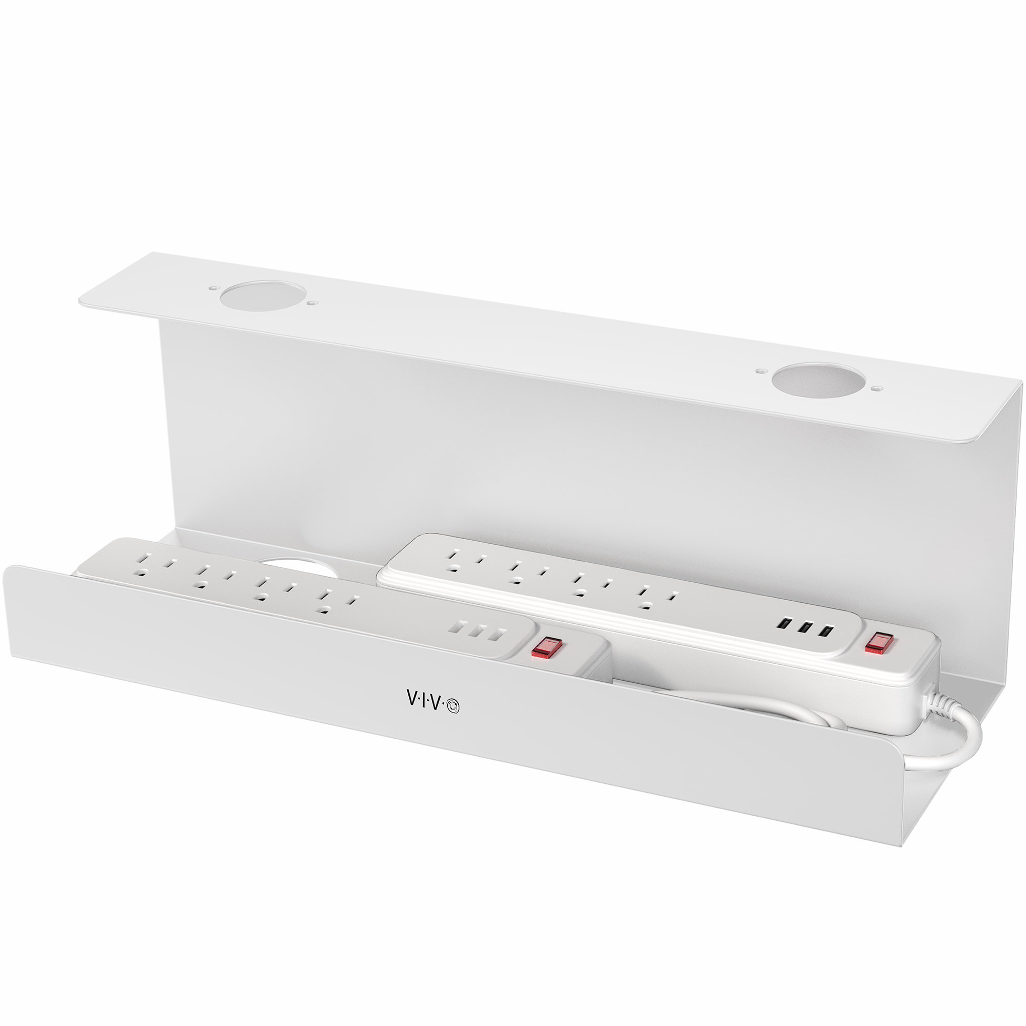 VIVO White Extra Deep Under Desk Cable Management Tray | Wayfair
