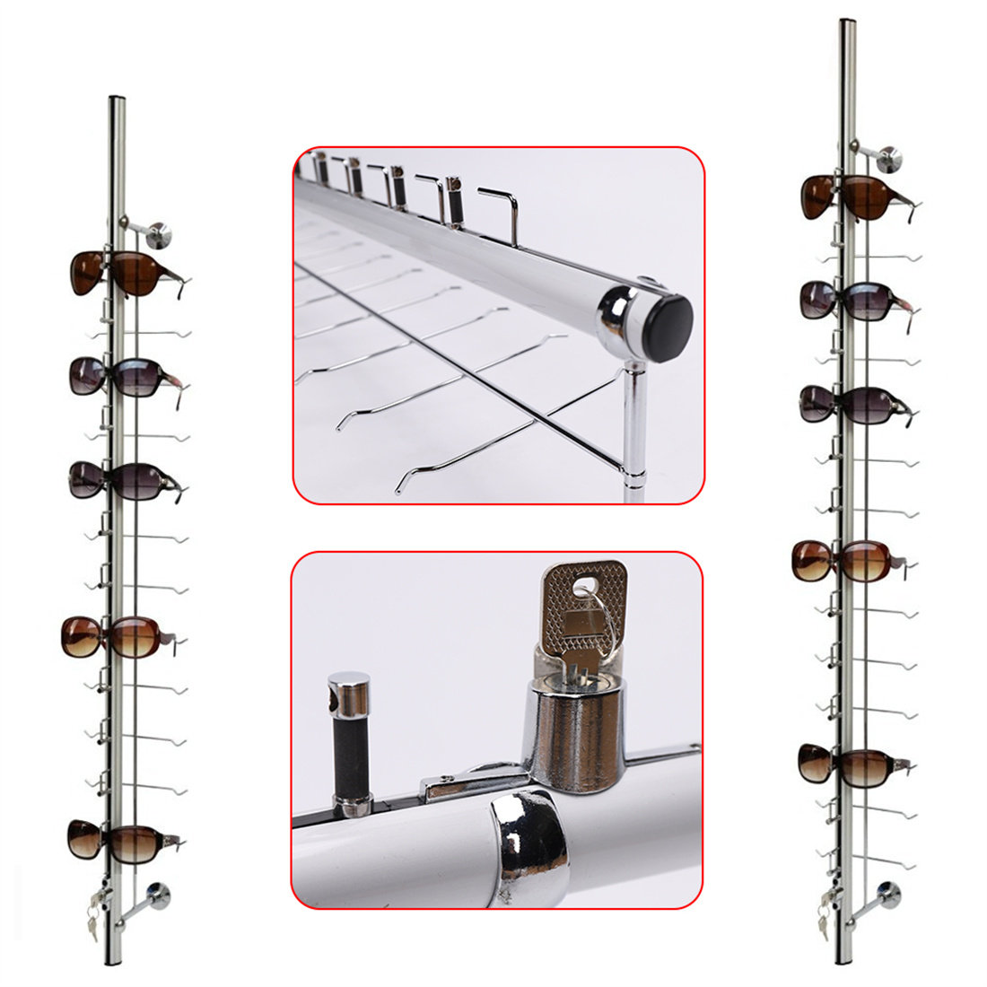 YYBSH Wall-Mounted Eyeglass Sunglasses Display Holder with Lock | Wayfair