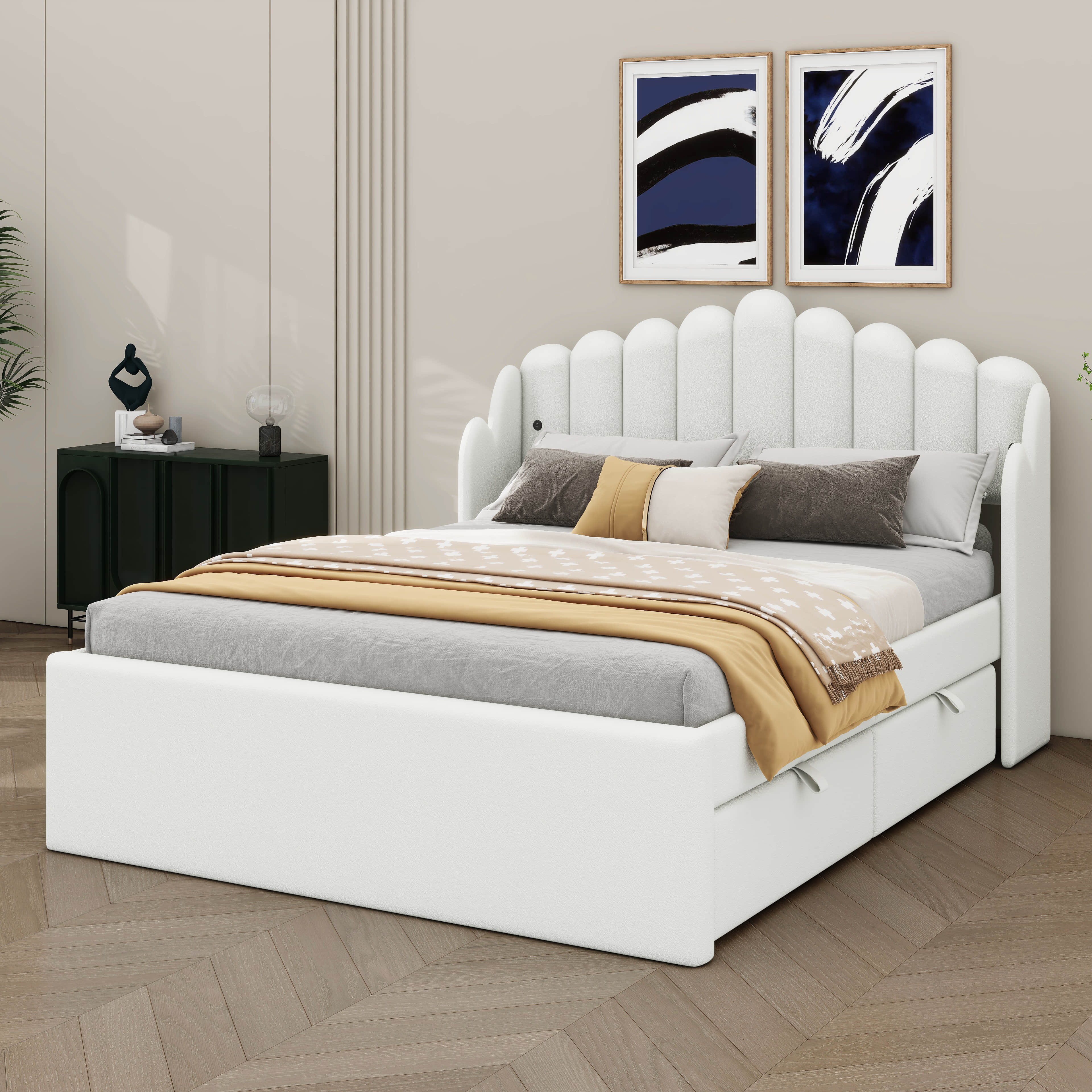 Latitude Run® Full Size Upholstered Platform Bed With 4 Drawers And 2 ...
