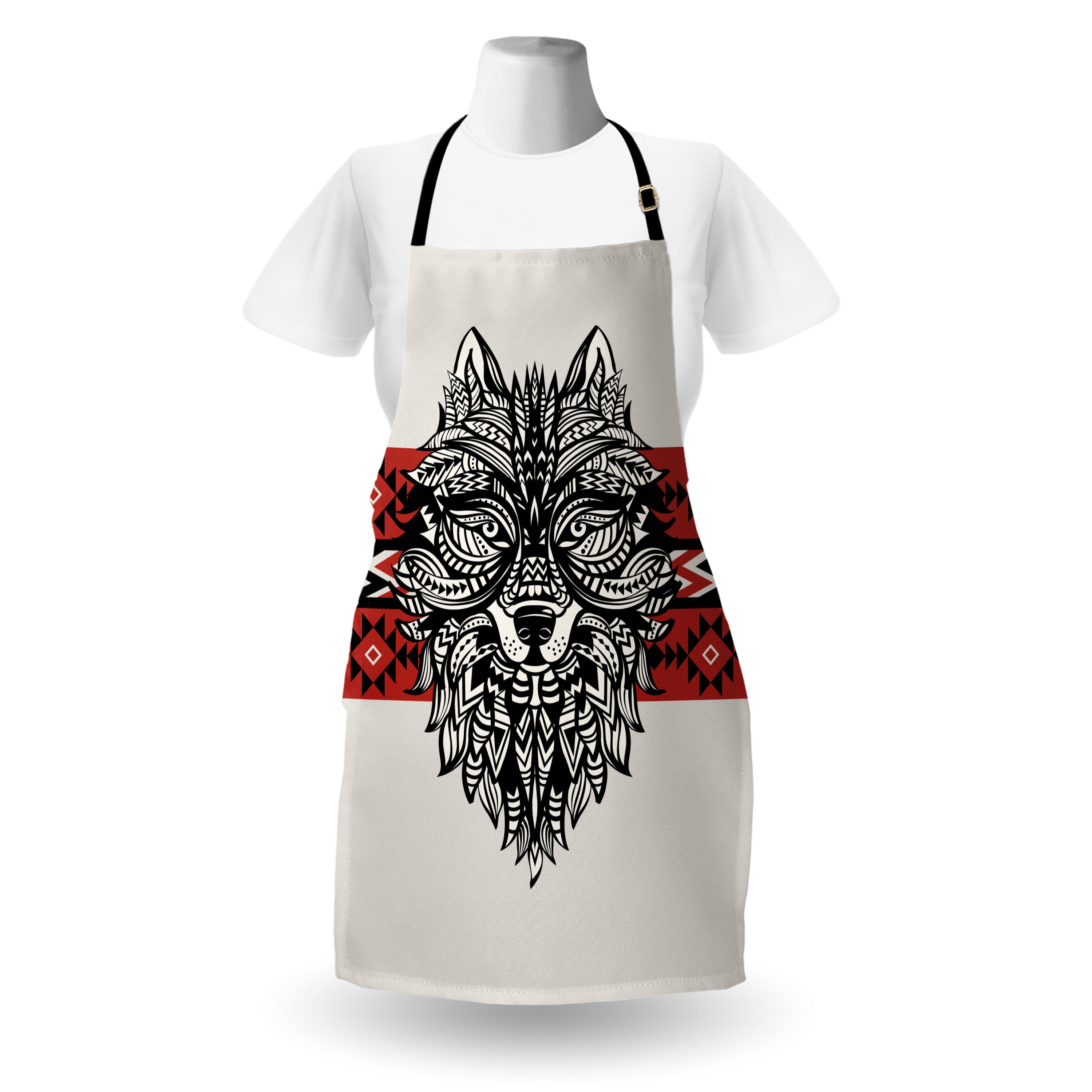 East Urban Home Wolf Apron, Cooking Gardening, Adult Size, Red Black ...