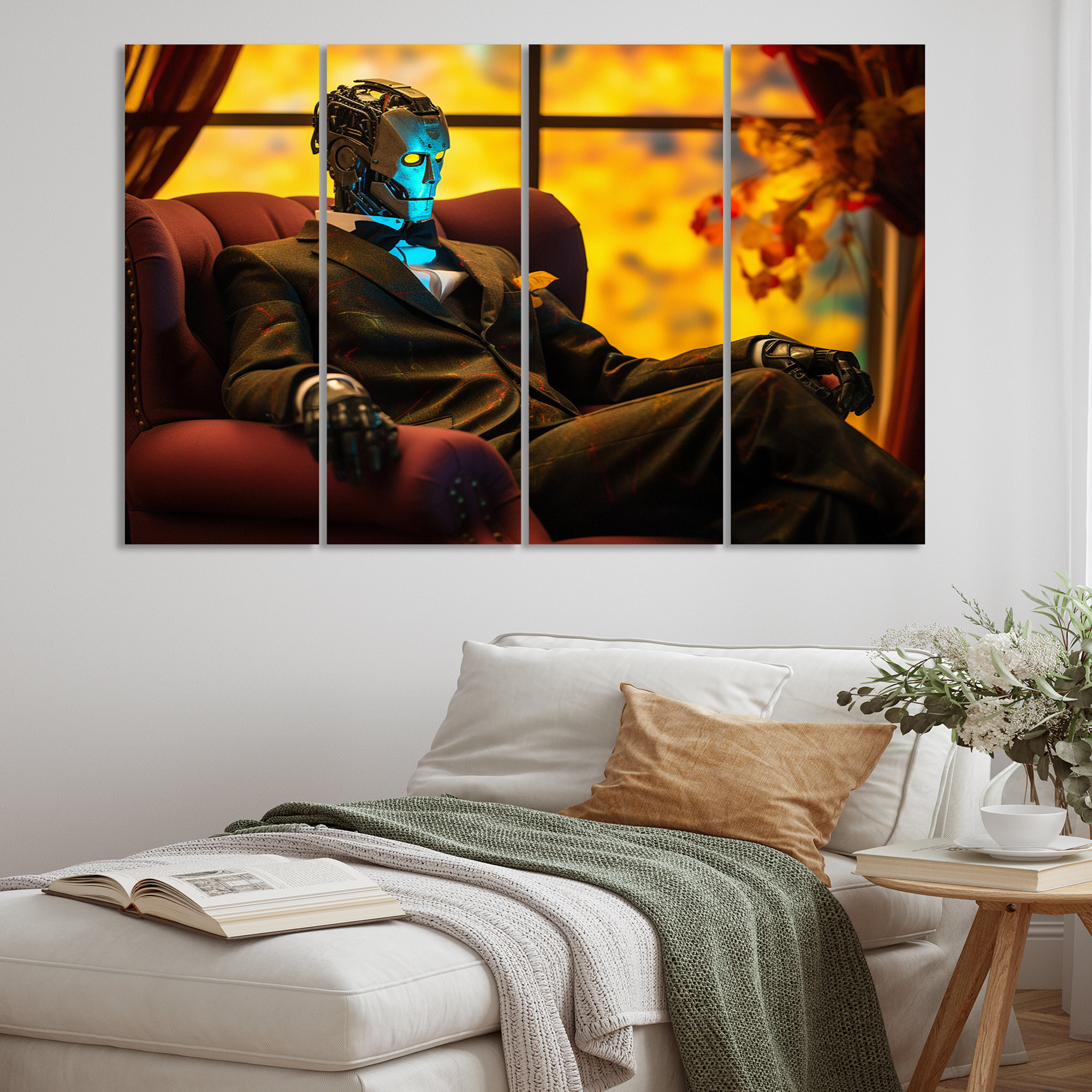 Ebern Designs Stylish Humanoid Android Sitting On Couch II - Robot ...