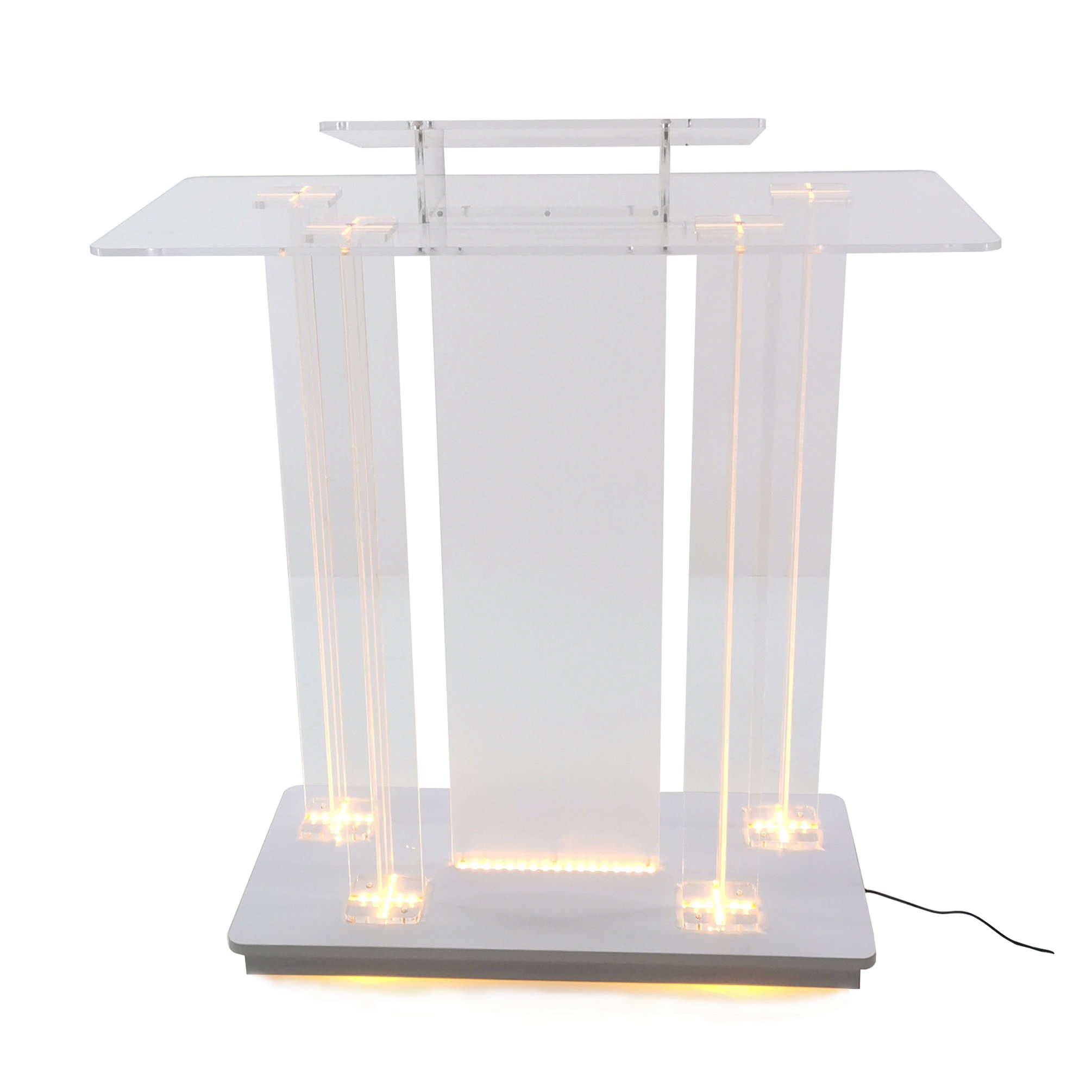 FixtureDisplays Lighted LED Podium Acrylic Pulpit Wood Deluxe Lectern ...