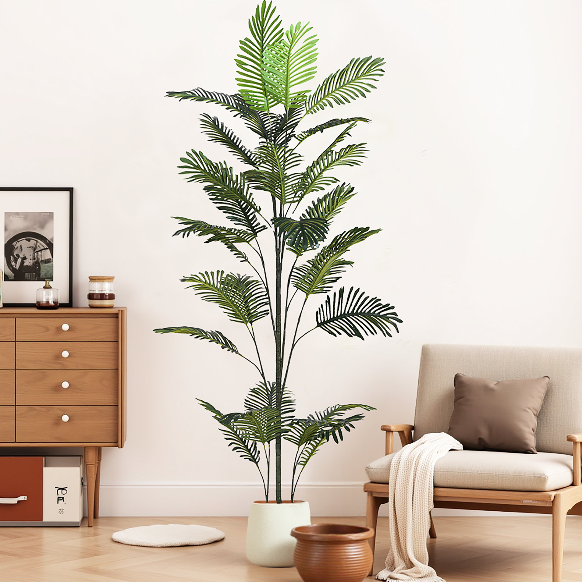 Bayou Breeze 86-Inch Artificial Tree In Pot, Long Feathered ...