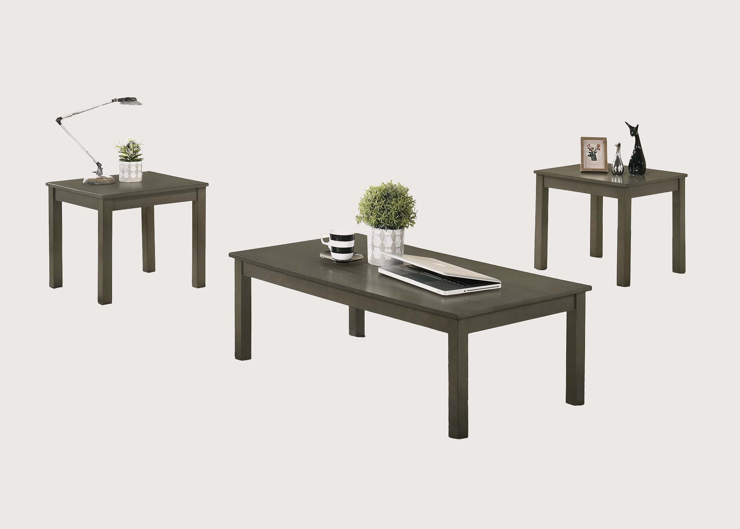 Latitude Run® Dark Grey Colour Elegant 3Pc Coffee Table Set 1X Coffee ...