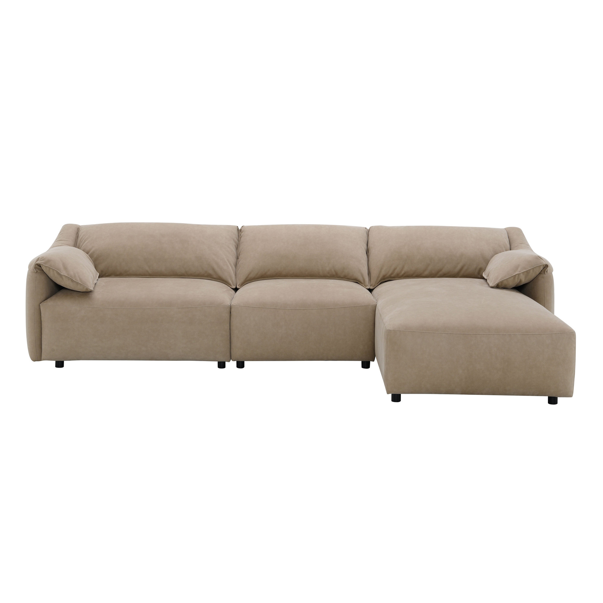 Hokku Designs Veata Light Brown Suede Sectional Sofa | Wayfair