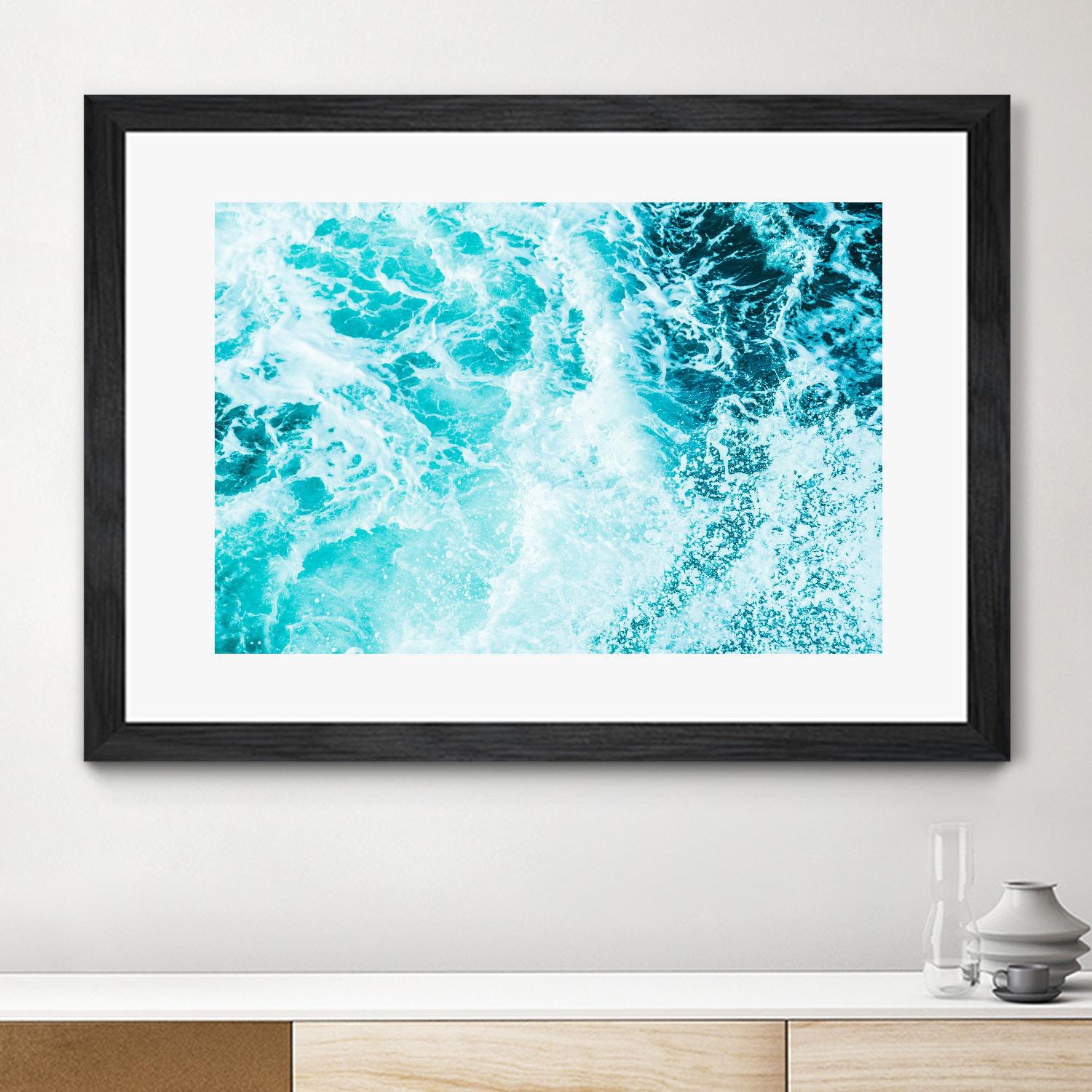 Rosecliff Heights ''Ocean Sea Waves Square'' Matted And Framed 36"X24 ...
