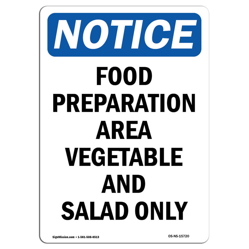 SignMission Food Preparation Area Vegetable Salad Sign | Wayfair
