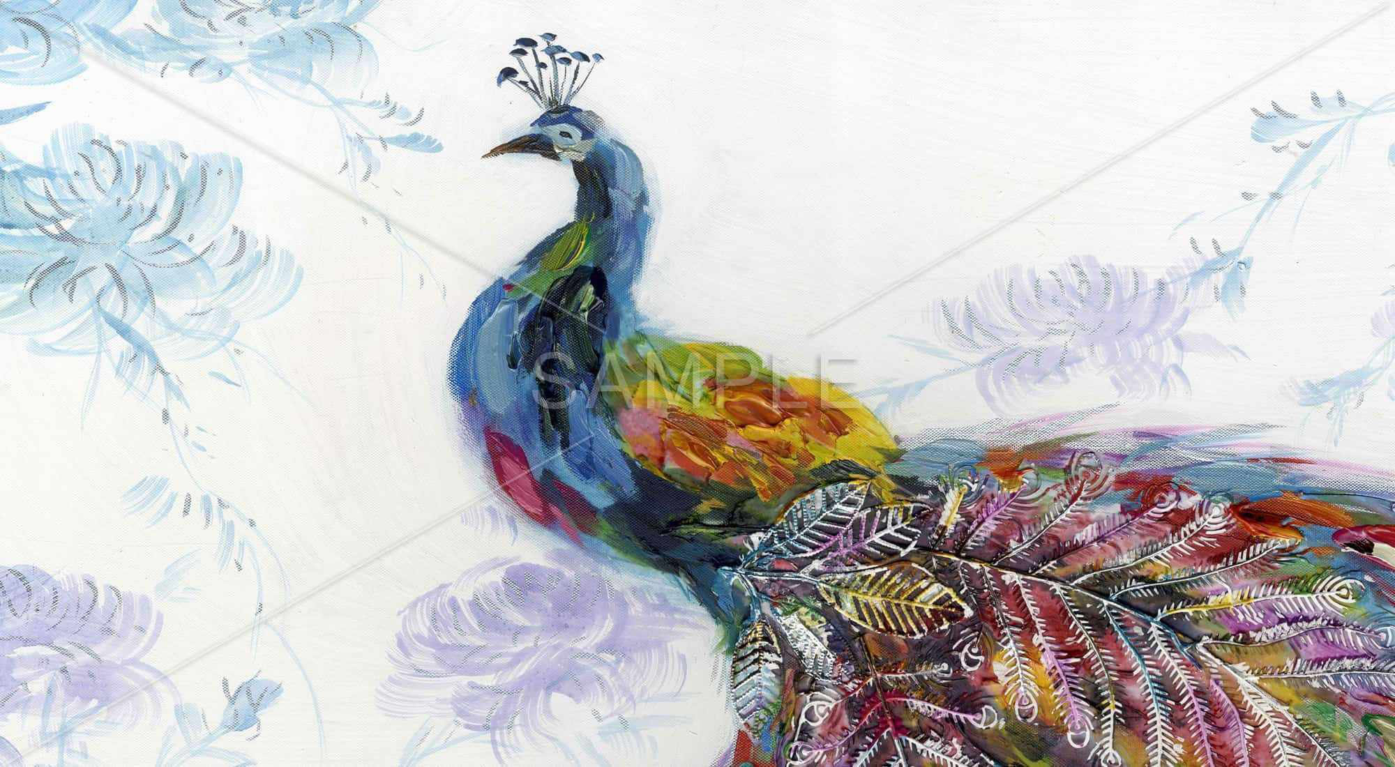 Winston Porter Majestic Peacock with Flowers - Blue Gaming Mat for Home ...