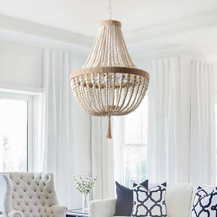 Langley Street Heald 4-Light Beads White/Brown Finish Dimmable Pendant ...