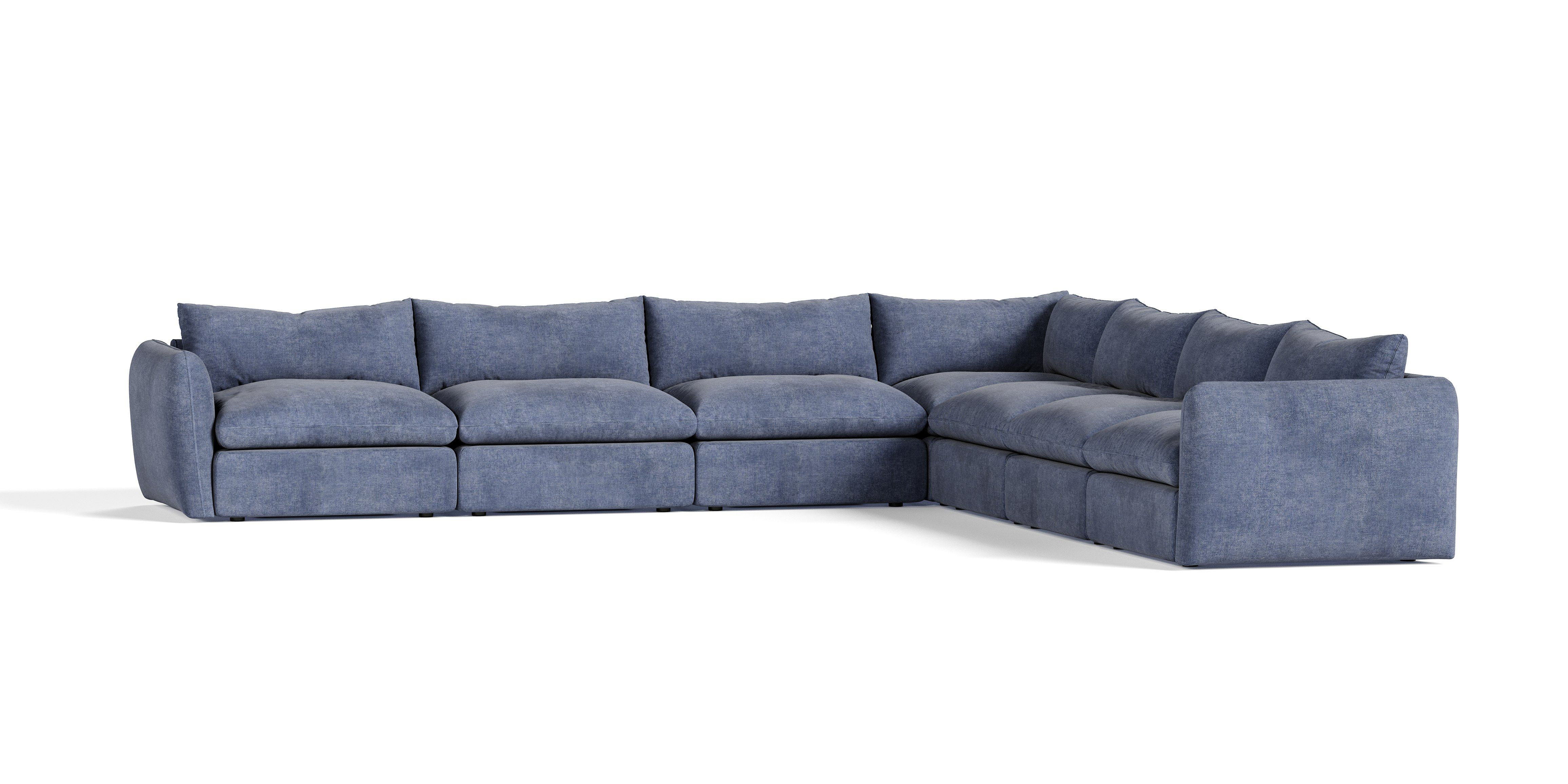Hokku Designs Kinsey - Modern Blue Fabric Modular Sectional Sofa | Wayfair