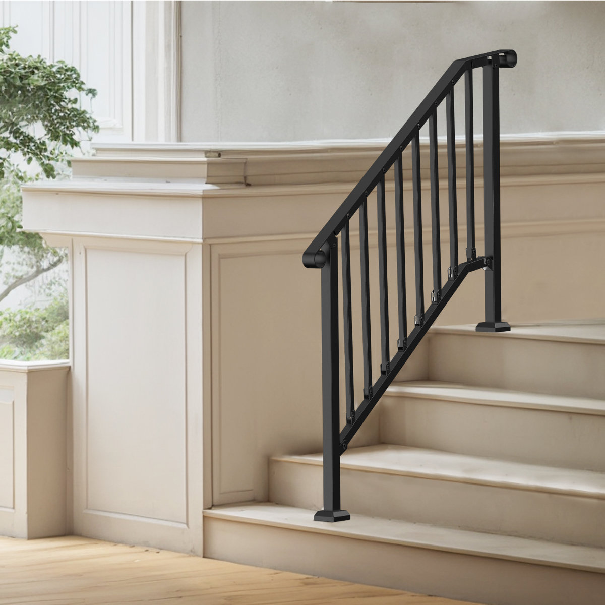 VEVOR 3-4 Step Handrails for Outdoor for Seniors Porch Deck Black Retro ...