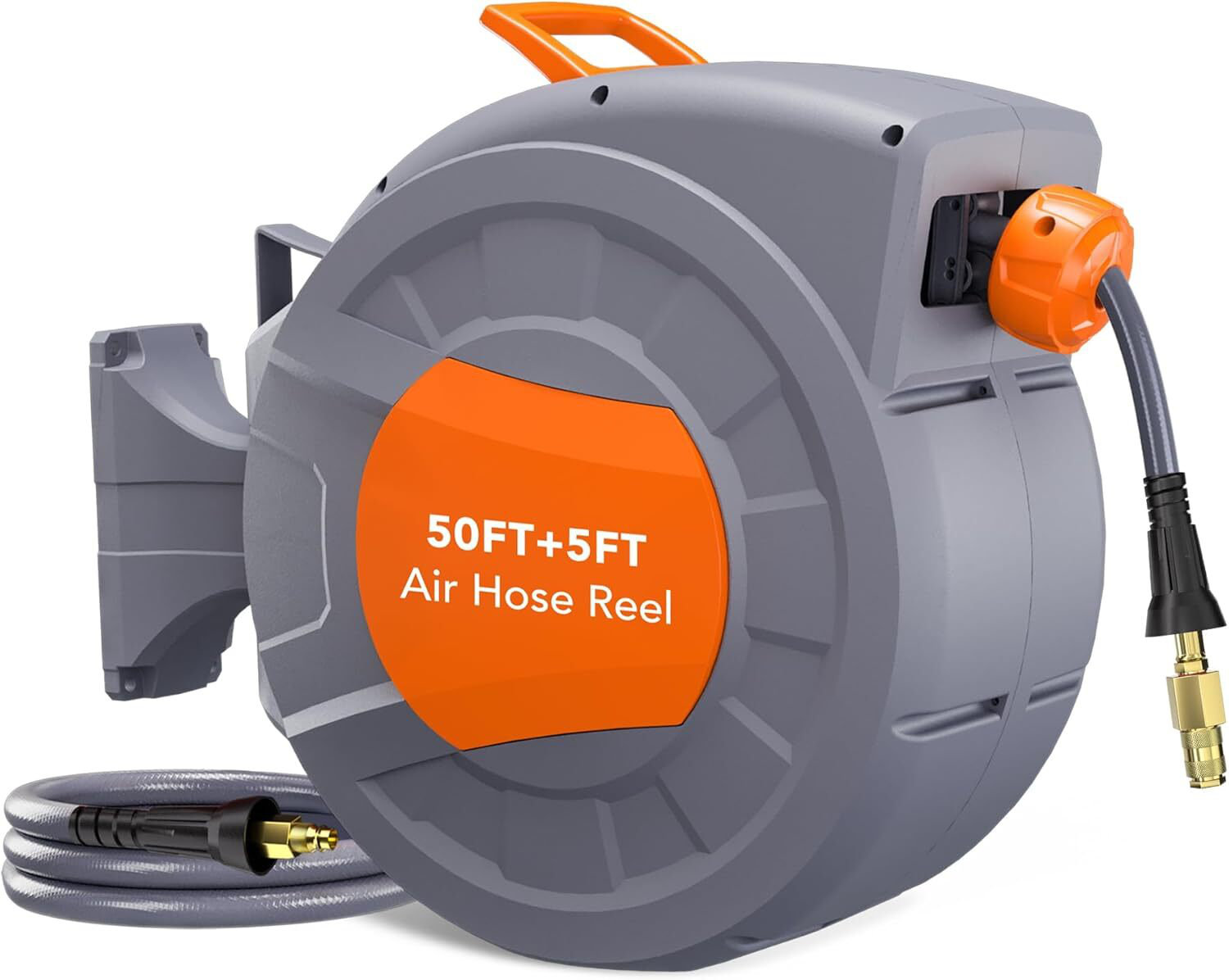 gaomon 3/8 IN X 82 FT Retractable Air Hose Reel, Wall Mount Air Compressor Hose Reel With 6 FT ...