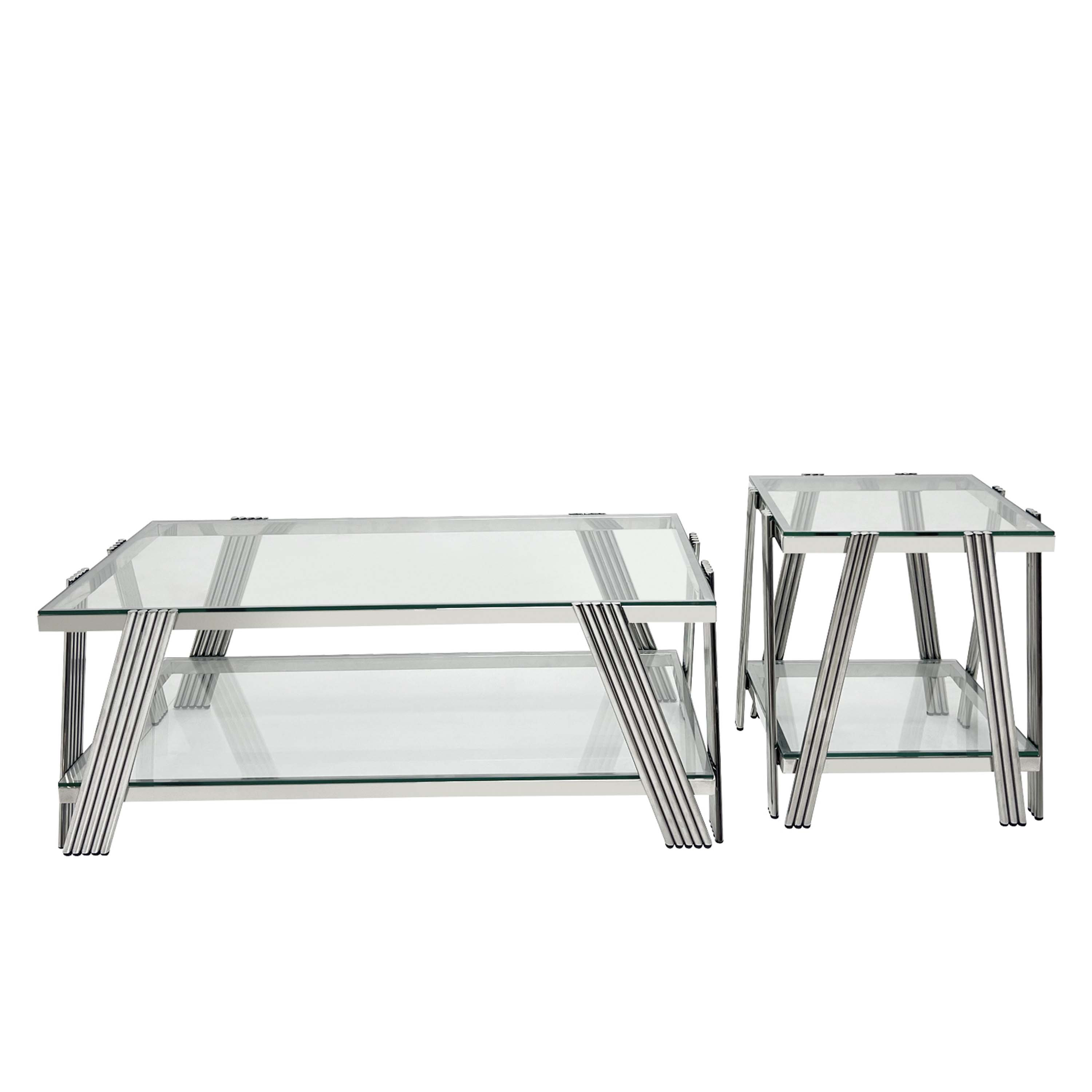 Blendoi Brooke Stainless Steel Coffee Table Set (Set of 2), Double ...
