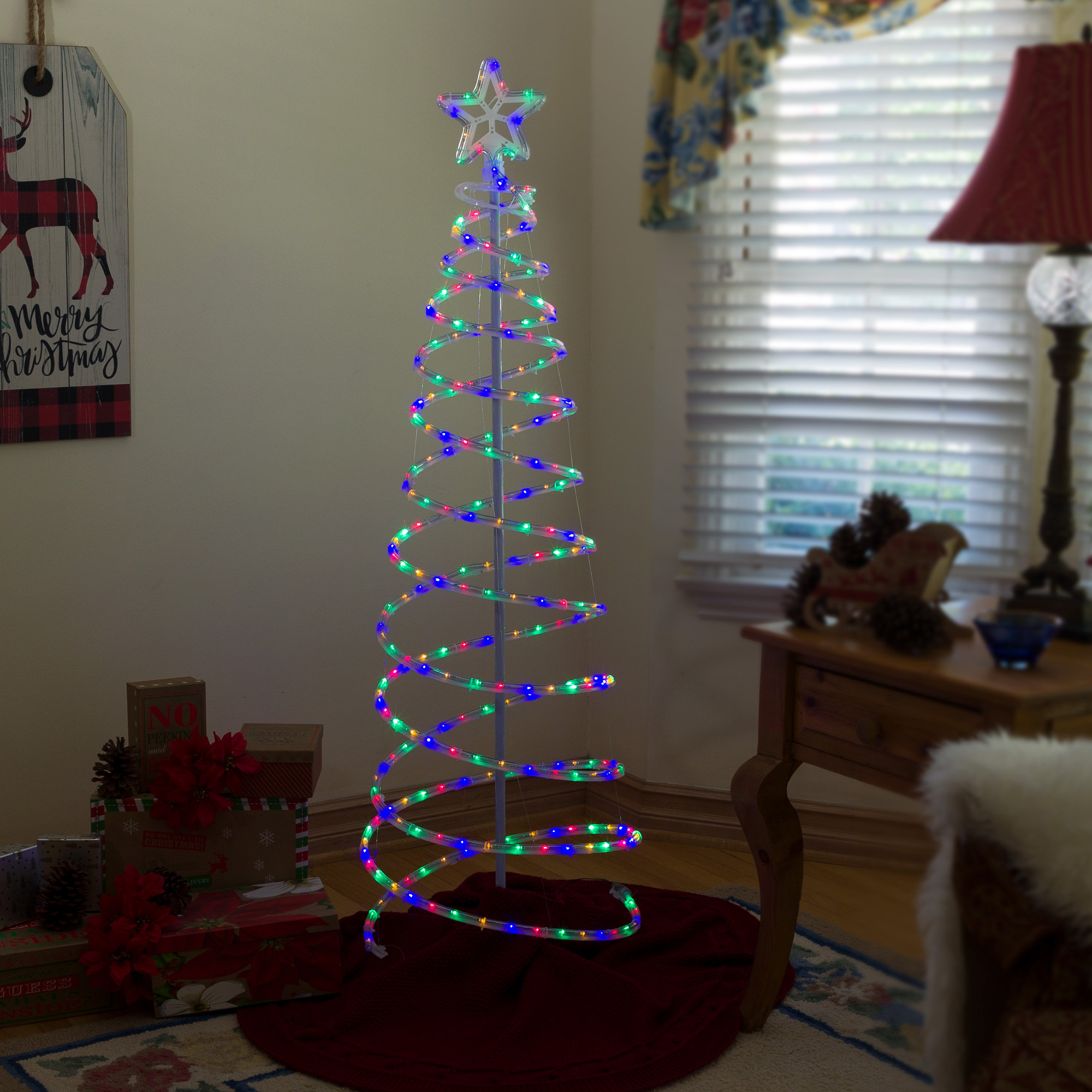 The Holiday Aisle® Spiral Christmas Tree Lighted Display & Reviews ...