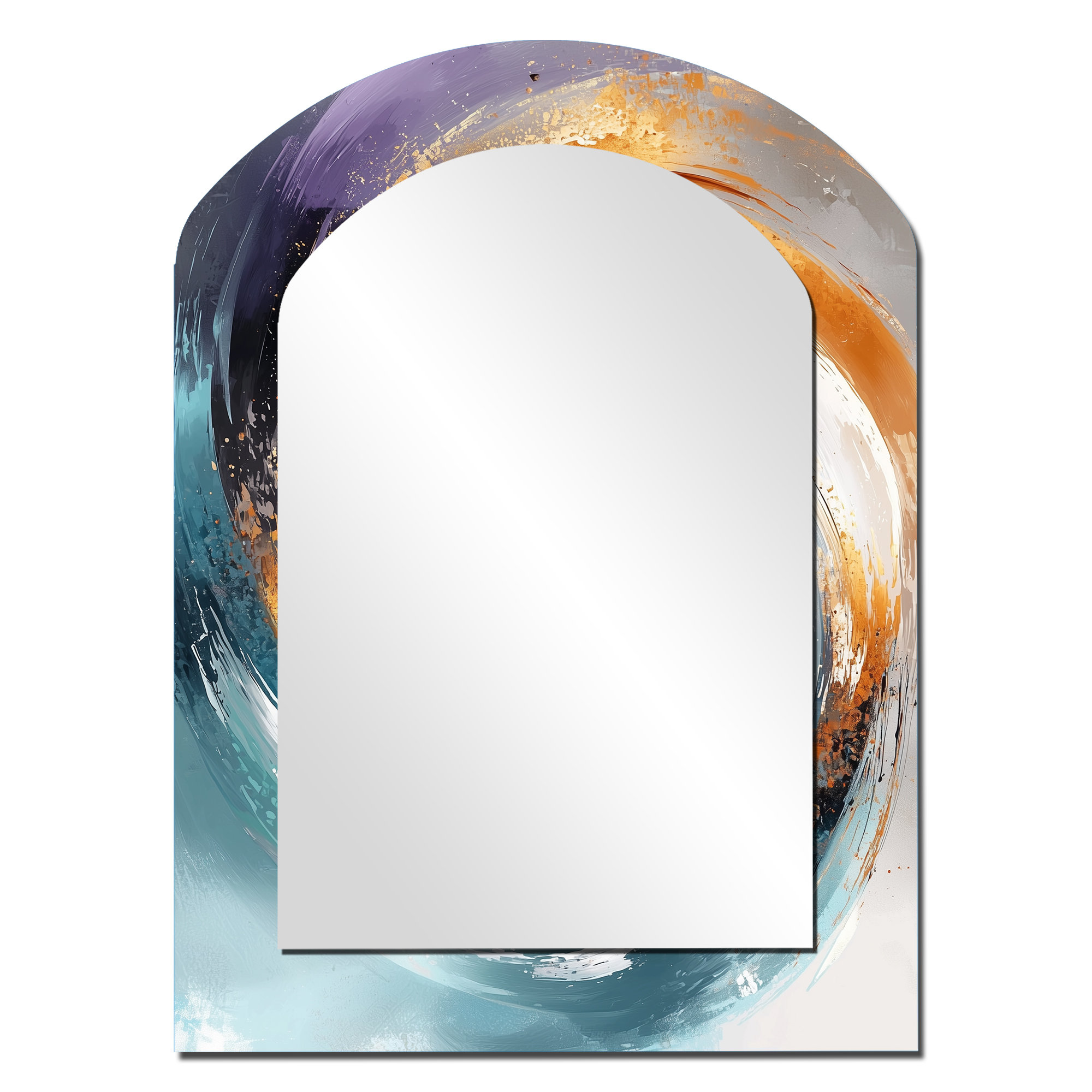 Ivy Bronx Gold Fractal Vortex II - Gold Modern Arch Wall Mirror | Wayfair