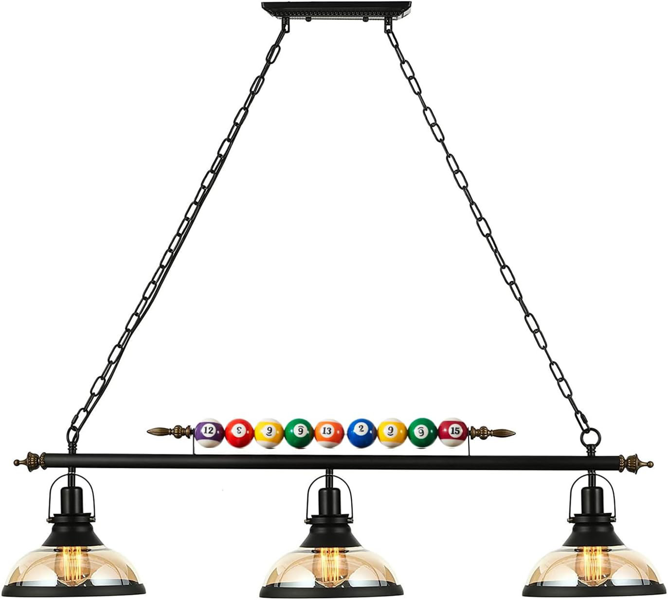 Gracie Oaks Luminaire suspendu 3 lumières avec abat-jour en verre et ...