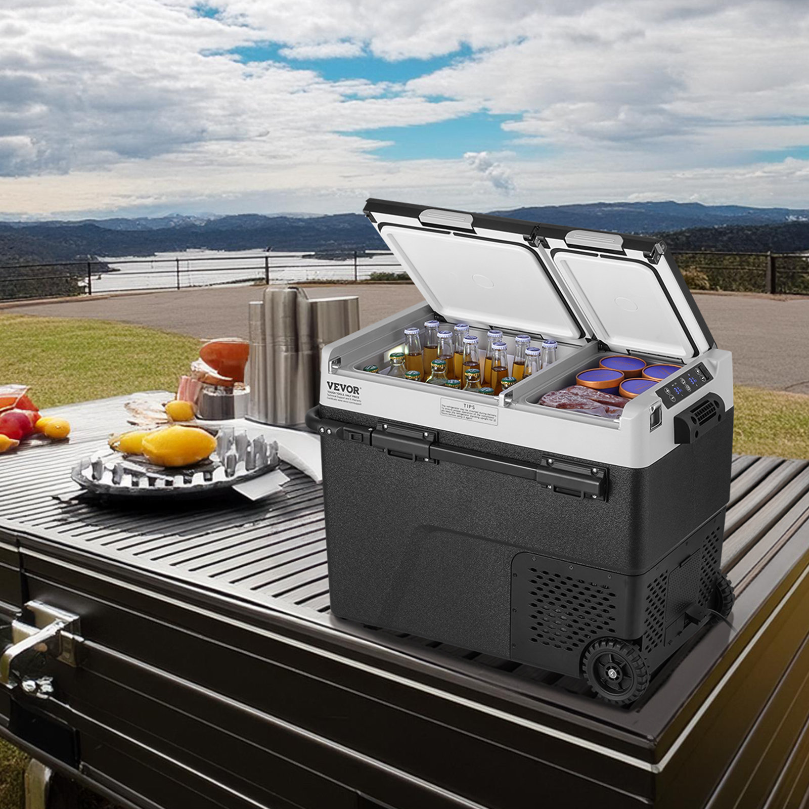 VEVOR Compresseur de réfrigérateur portatif pour voiture / réfrigérateur à deux zones 58 L ...