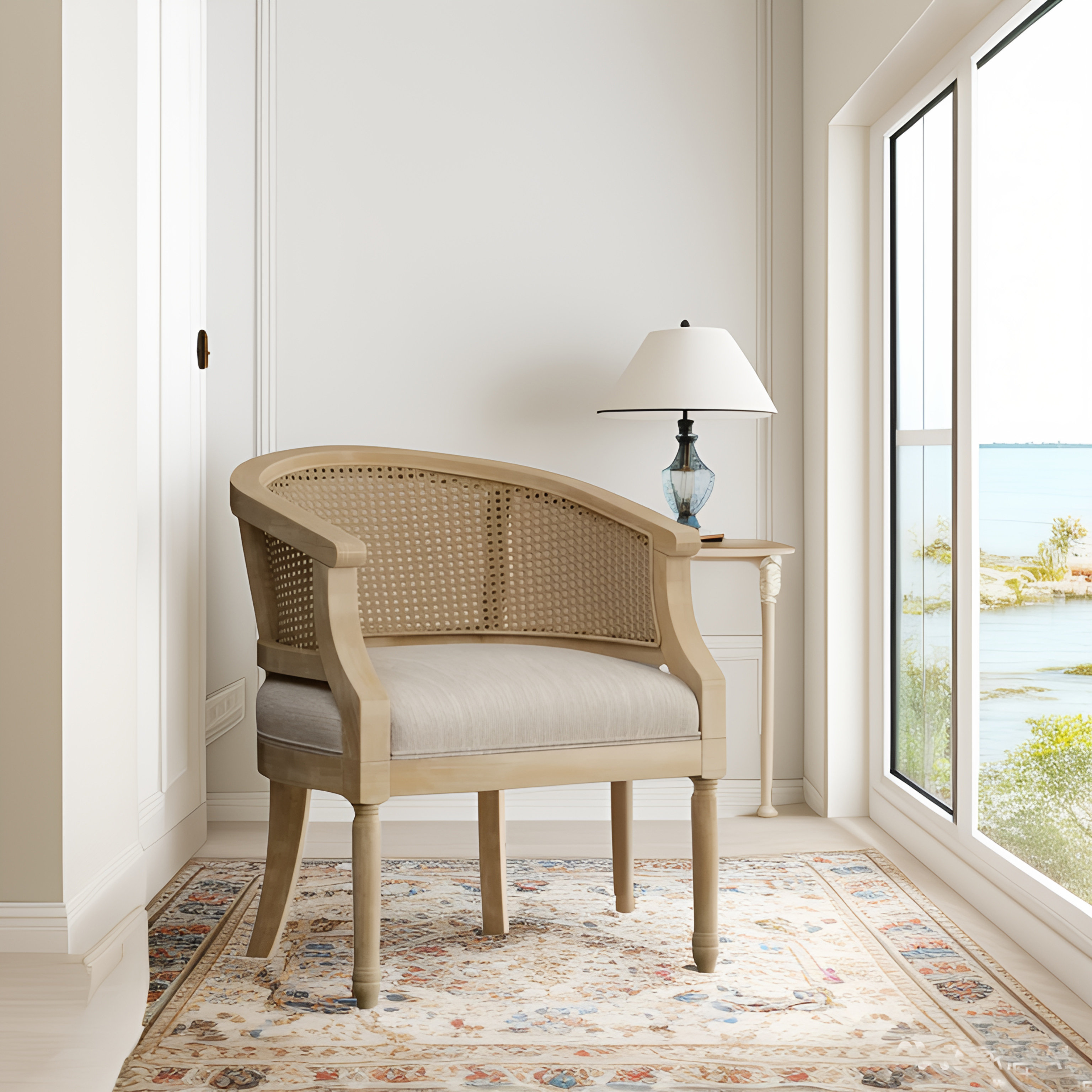 Bayou Breeze Accent Solid Club Chair,Farmhouse Rattan Armchair For ...