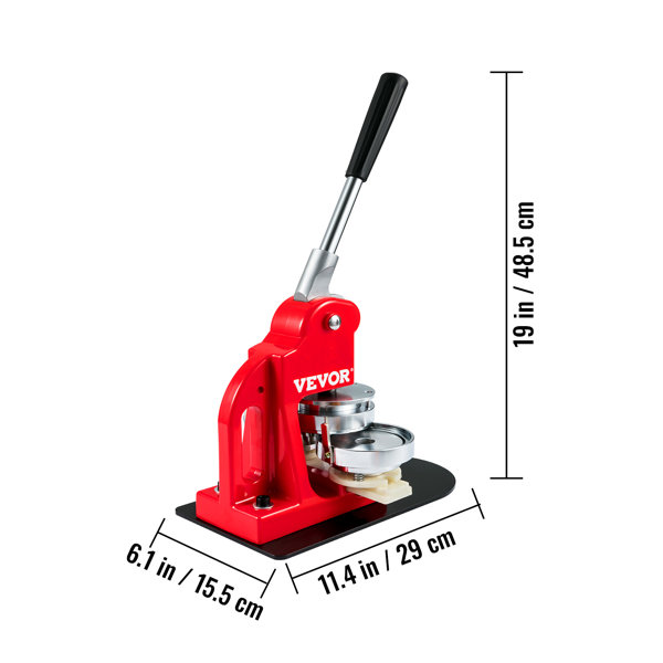 VEVOR Button Maker Machine Badge Pin Machine 3" 75MM 500 Free Parts ...