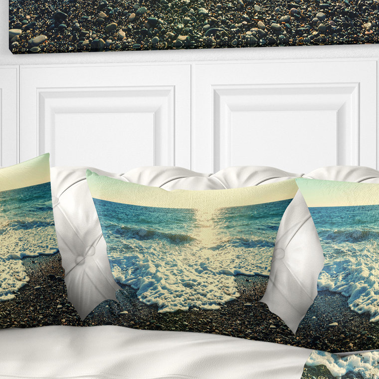 Design Art Seashore Dramatic Waves on Beach Pillow | Wayfair