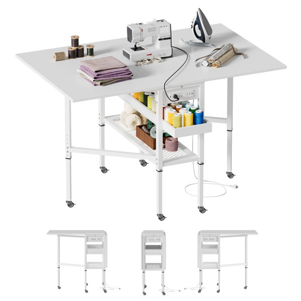 ElasignShopo Height Adjustable Sewing Cutting Table With Charging ...