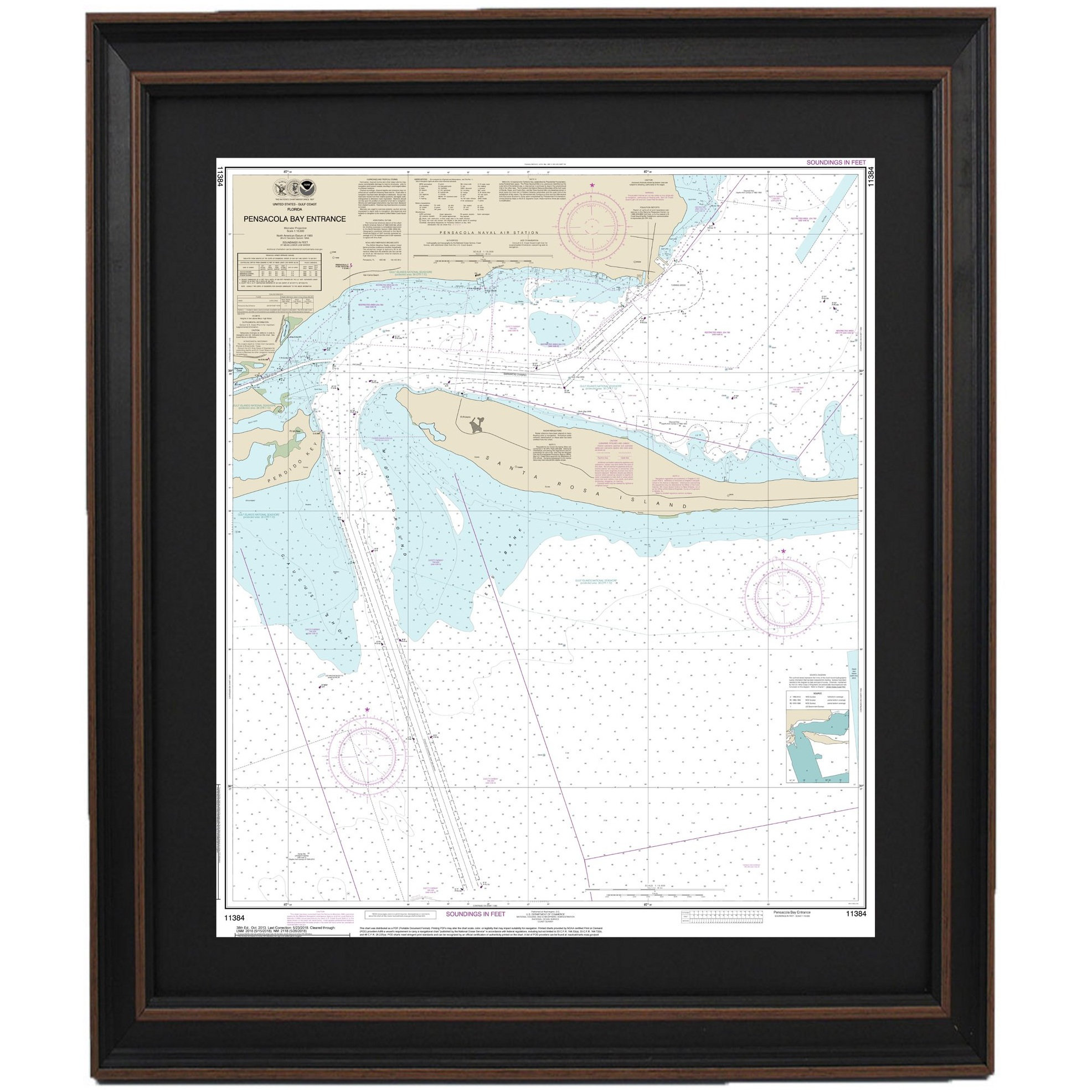 Longshore Tides Pensacola Bay Entrance | Nautical Chart | Framed Print ...