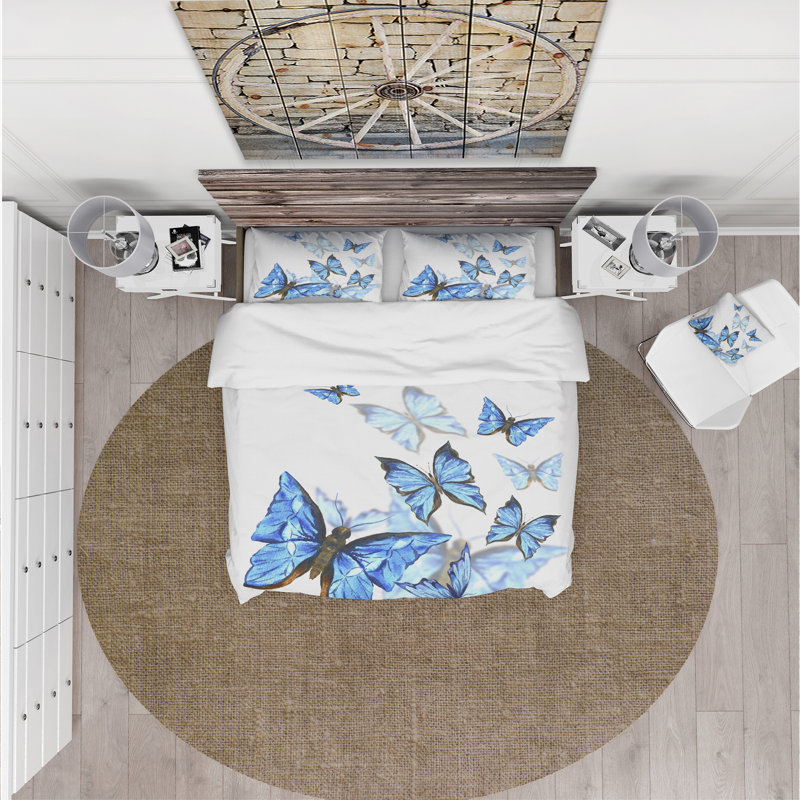 Design Art Watercolor Butterflies on White - Floral Duvet Cover Set ...