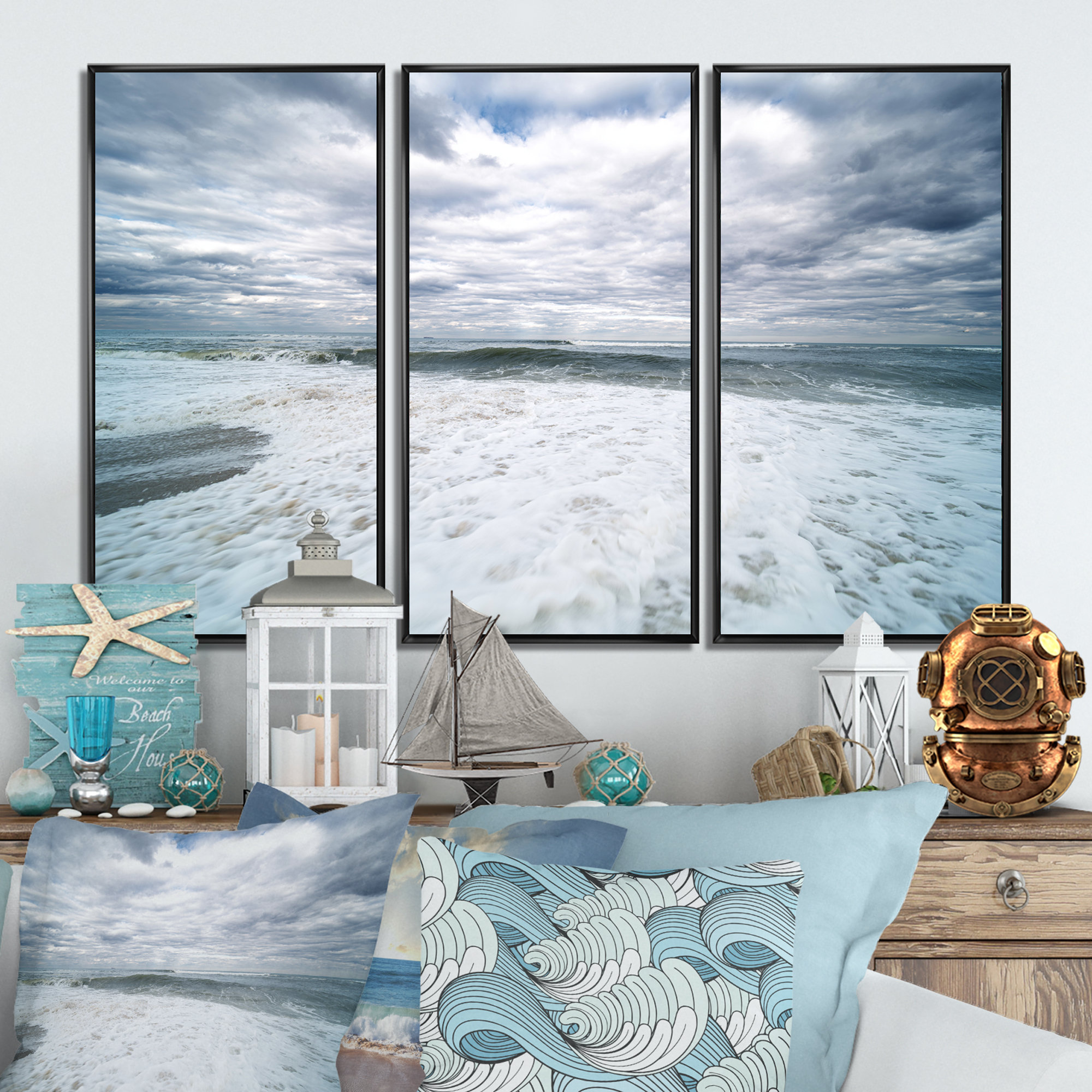 Highland Dunes " Beach With White Sand And Cloudy Sky " 3 - Pieces ...