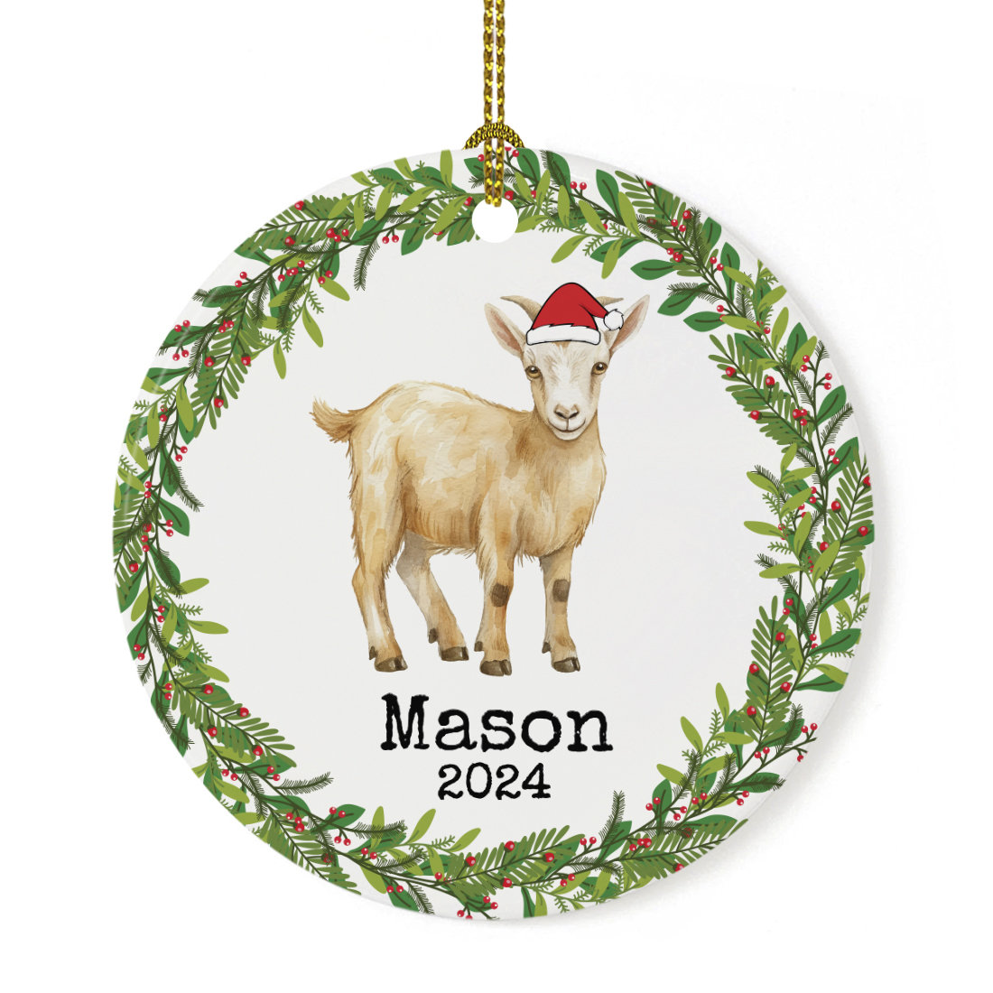 Ophelia & Co. Custom Ceramic Goat Scream Ornament Baby Goat With Santa ...