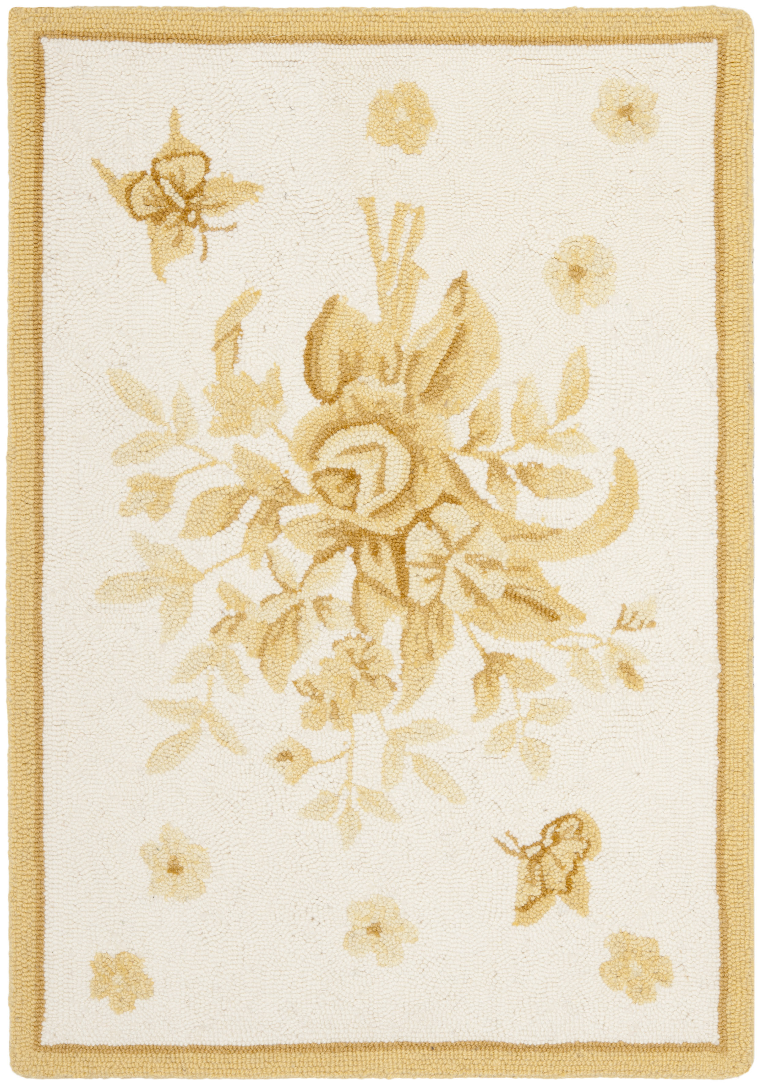 Lark Manor Hollander Handmade Hand Hooked Wool Gold Rug & Reviews | Wayfair