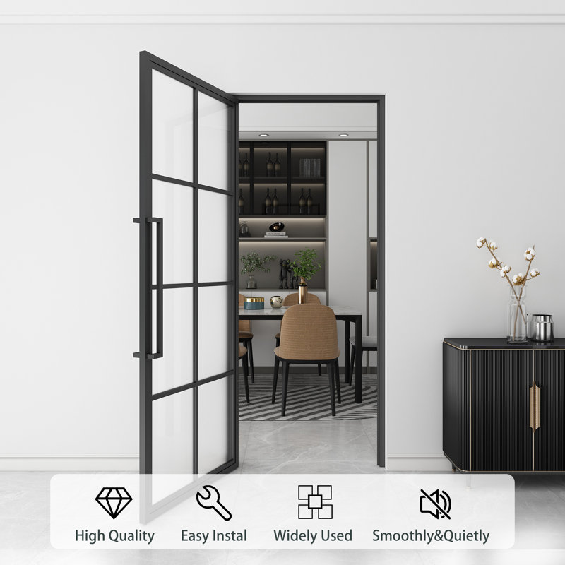 JUBEST Glass and Metal Frame Glass Hollow Swing Door Interior Standard ...