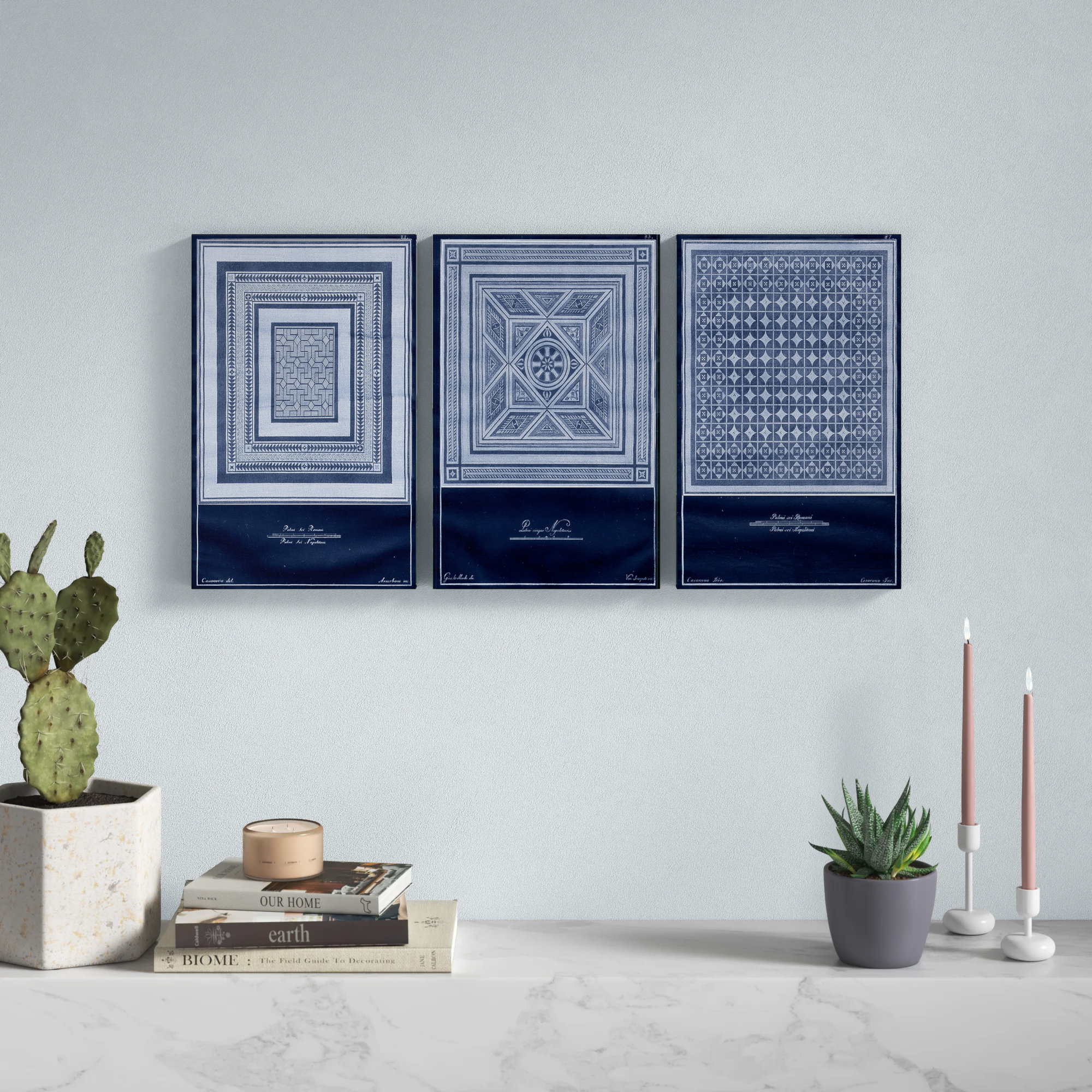 Dakota Fields Indigo Tile IV - 3 Piece Wrapped Canvas Print & Reviews ...