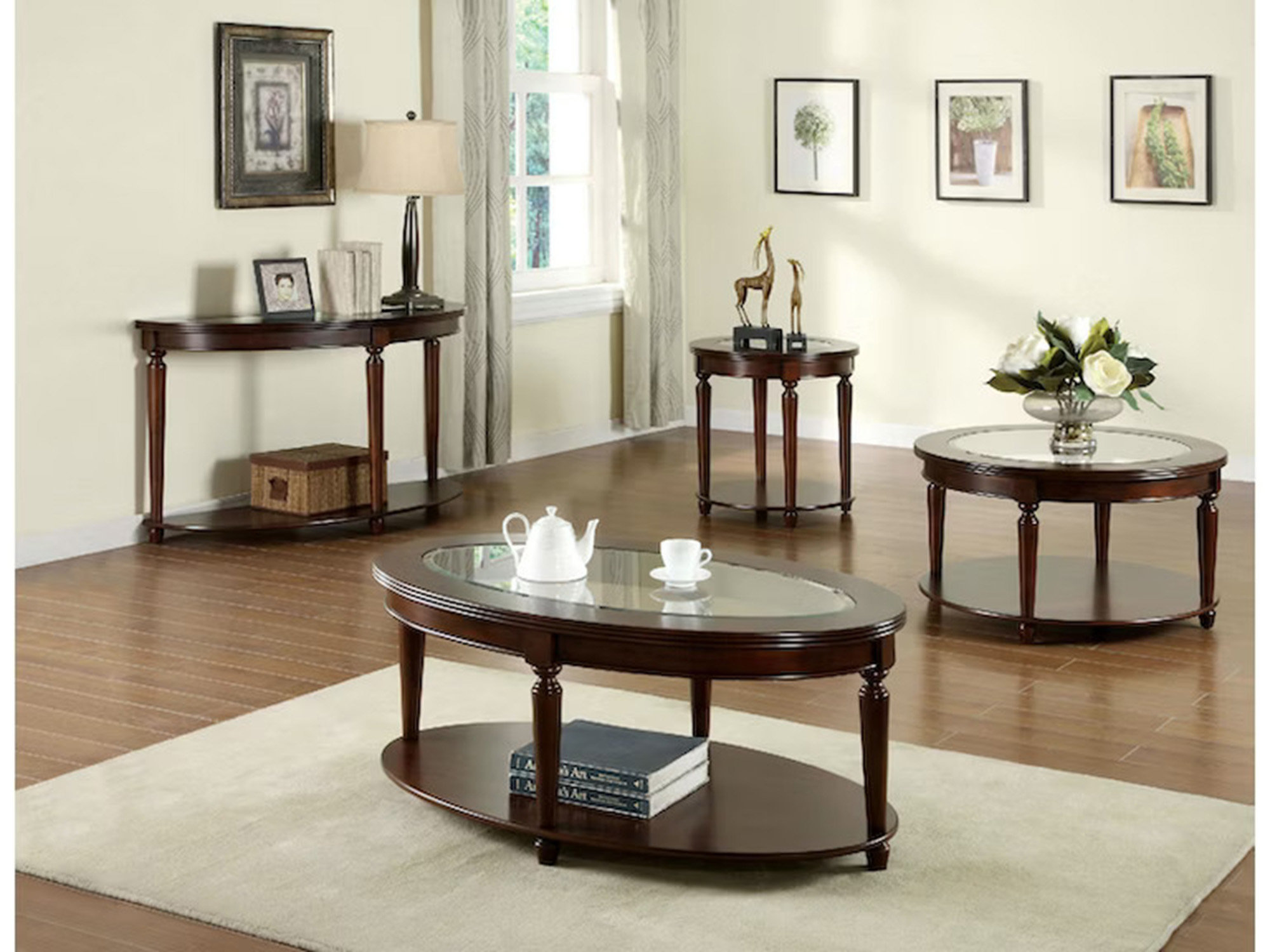 Alcott Hill Side Table Open Bottom Shelf Beveled Glass Top Turned Legs ...