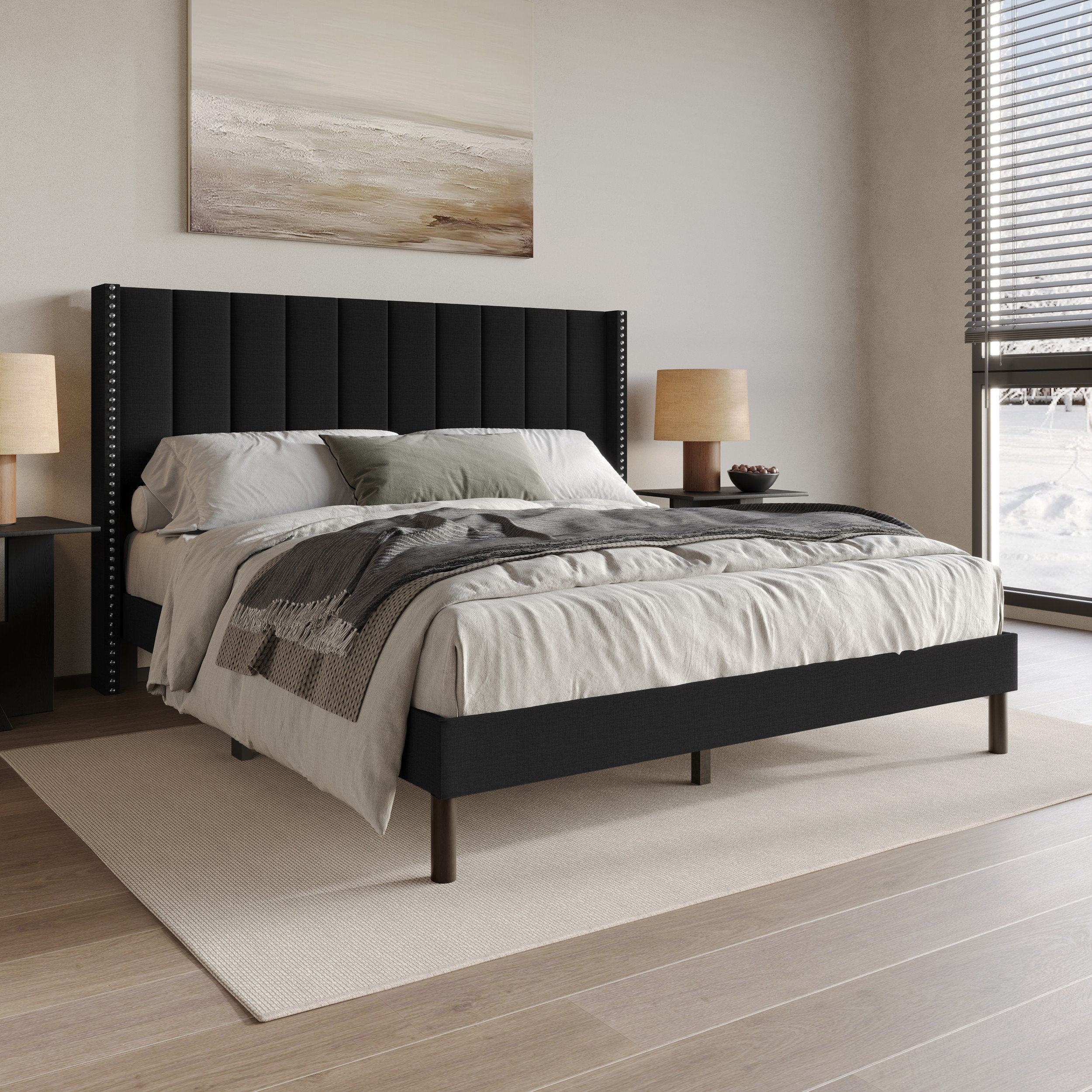 Winston Porter Odessa Upholstered Wingback Panel Bed | Wayfair