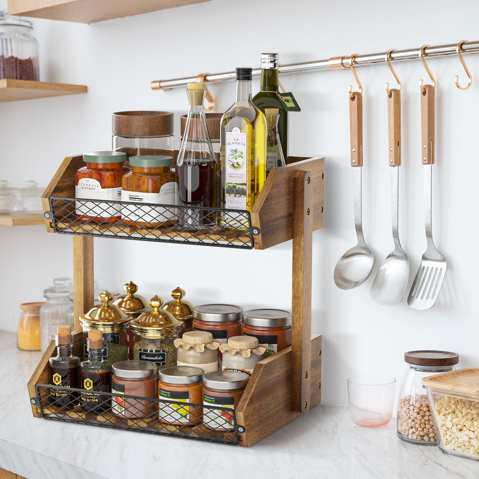 Rosalind Wheeler Fruit Basket For Kitchen, 2 Tier Fruit Bowl With ...