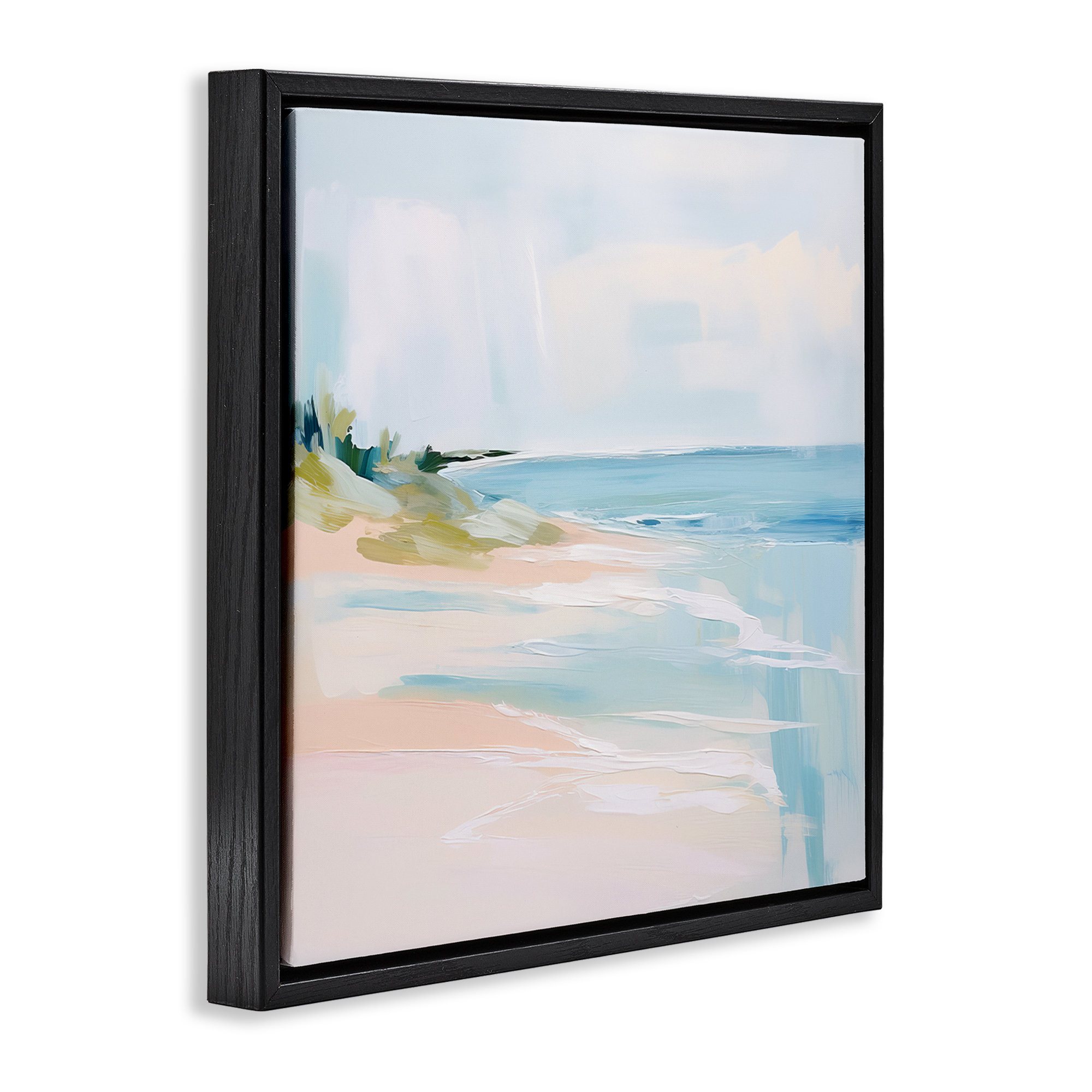Beachcrest Home™ Abstract Beach Edge Framed Floater Canvas Wall Art by ...