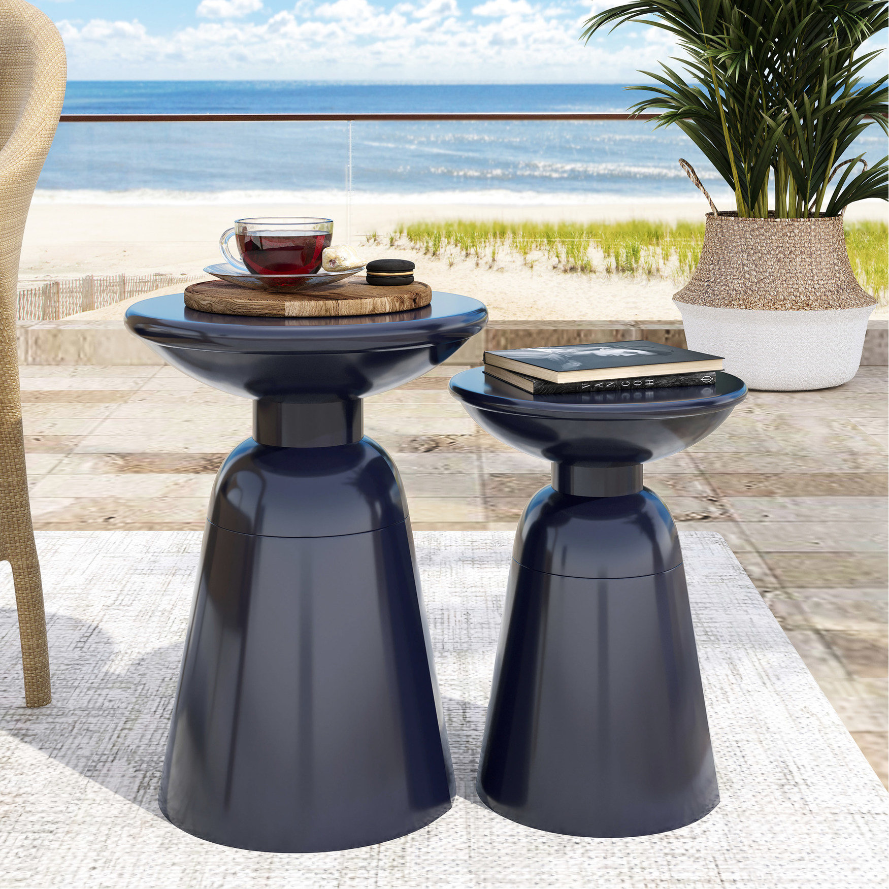 Wrought Studio Modern Navy Blue S/2 End Table , Powder-coated Frame ...