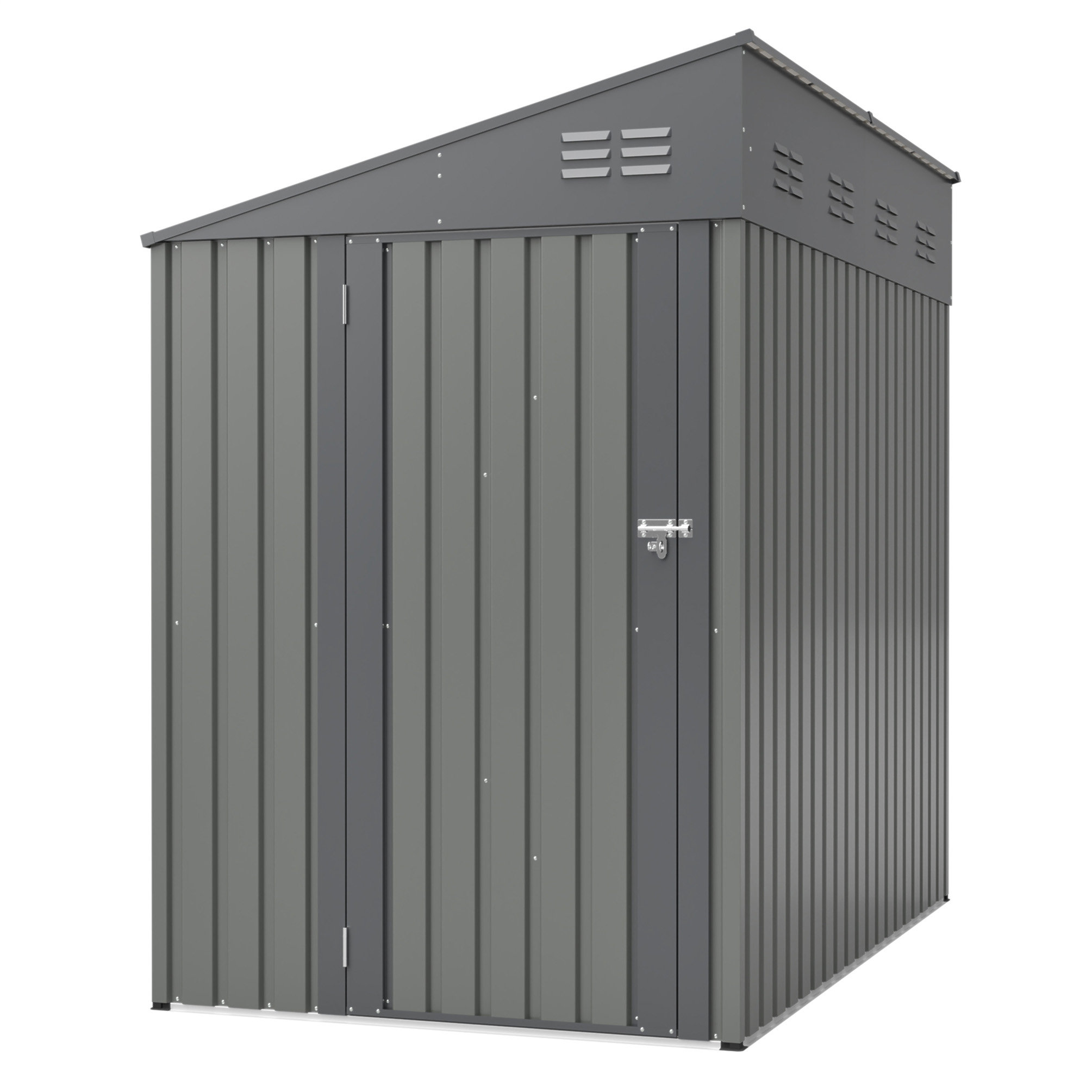 Wenty 4X7 Foot Lean-To Shed In Olive Grey, Heavy-Duty Steel Outdoor ...