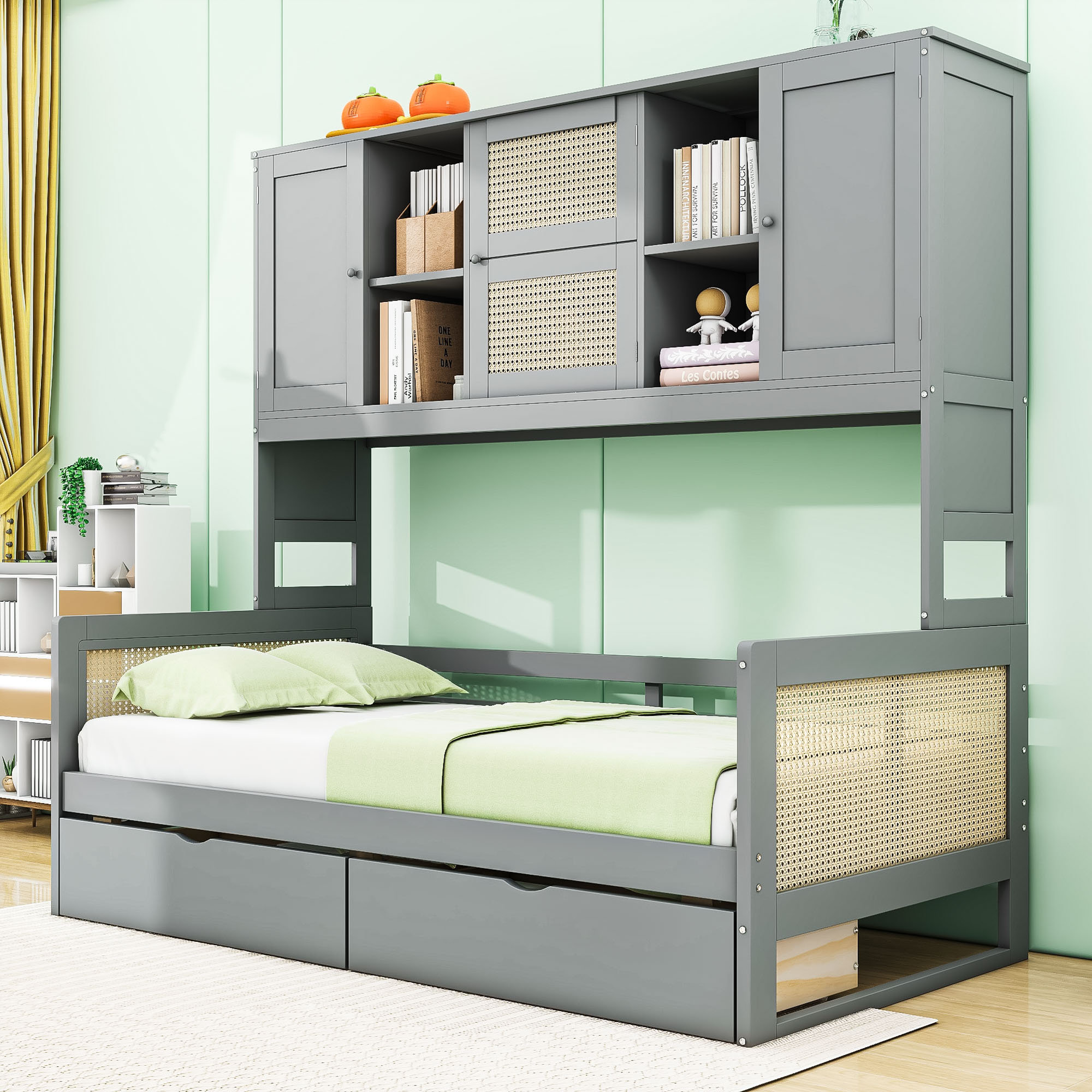 Bay Isle Home™ Wooden Daybed with Built-In Shelves, Drawers and ...