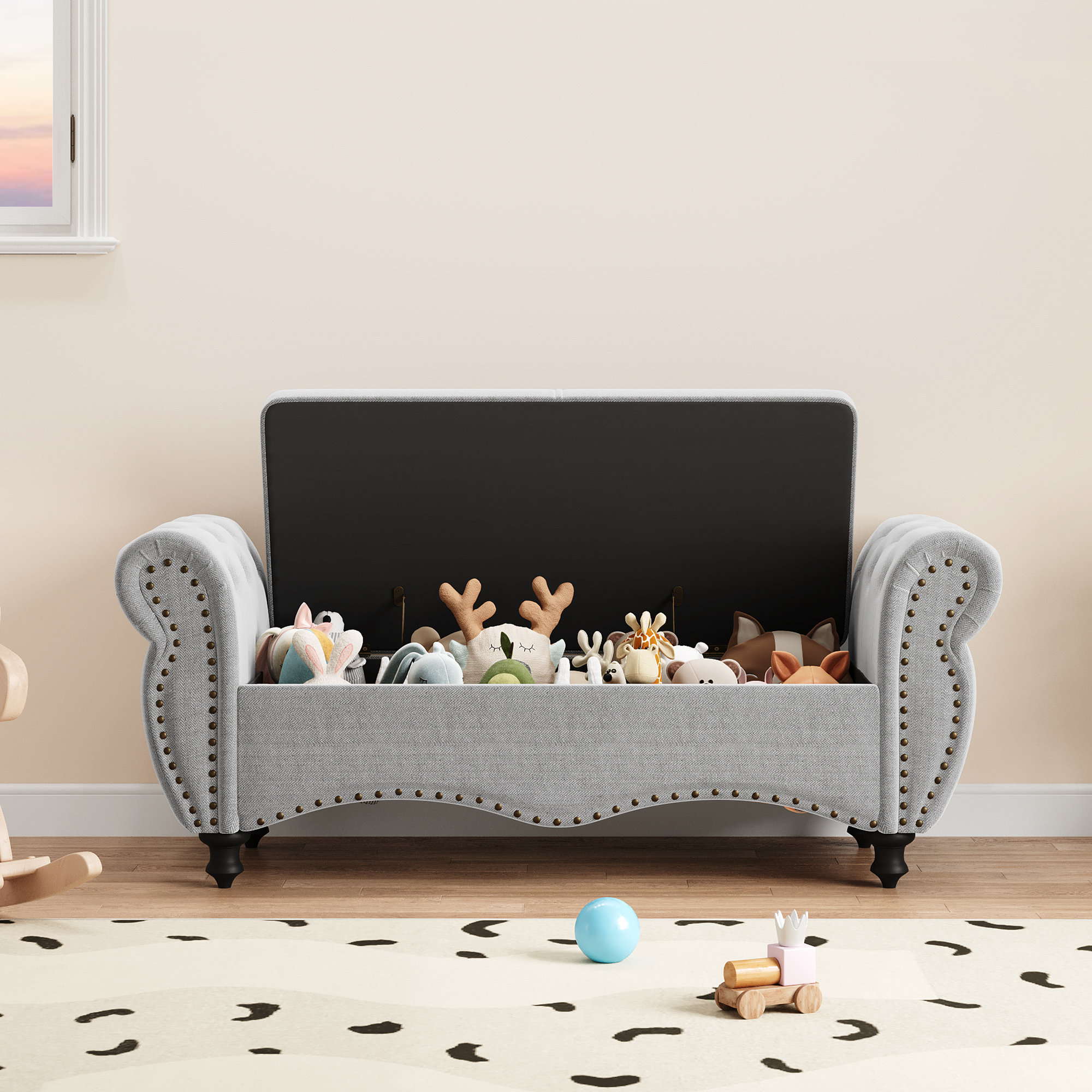 Charlton Home® Dorelien Linen Upholstered Storage Bench | Wayfair