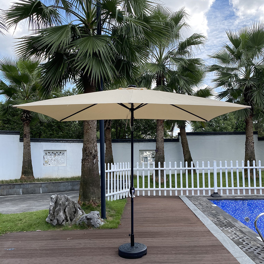 Arlmont & Co. Minerba 10' x 6'6" Rectangular Beach Sunbrella Umbrella ...