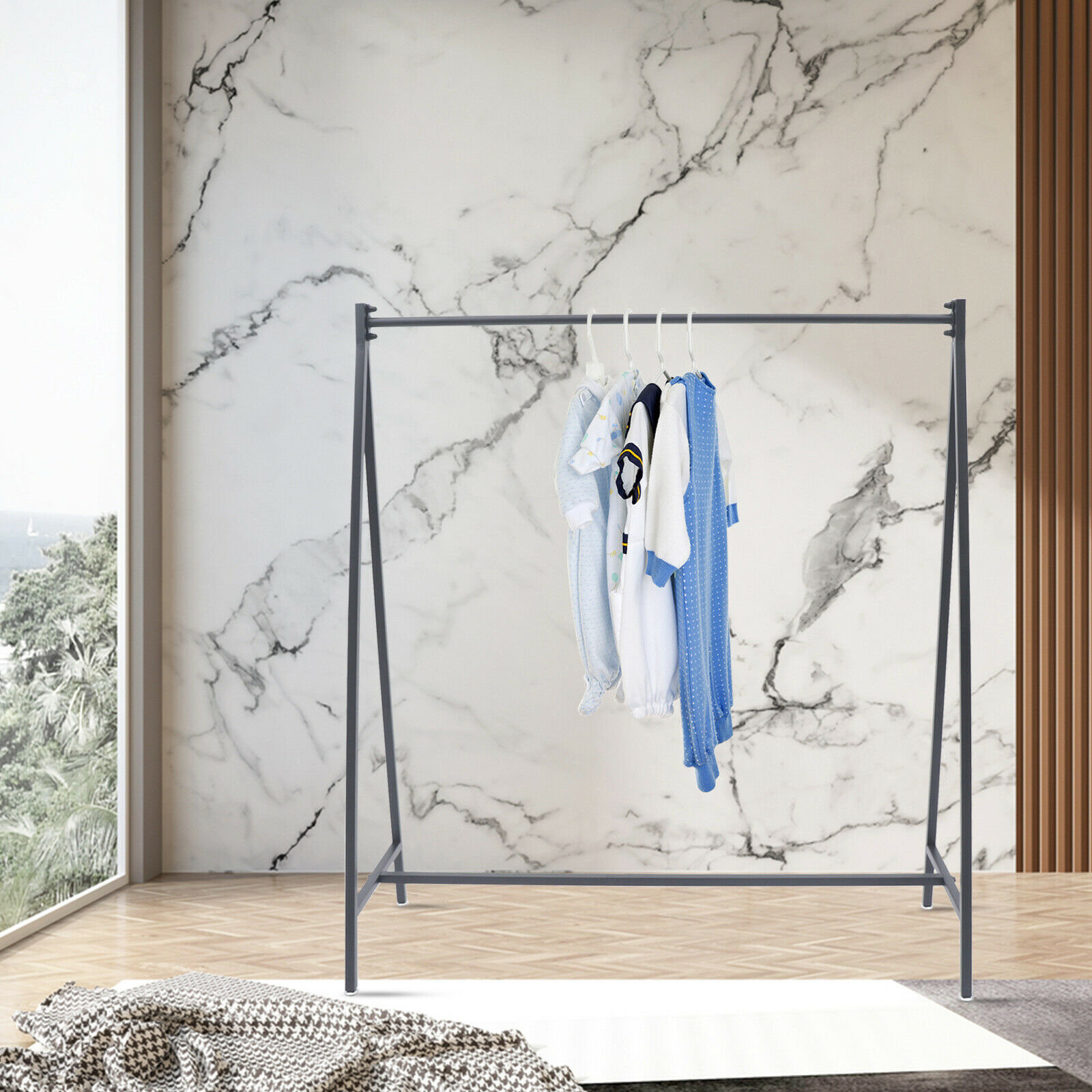 Rebrilliant 47.42" Clothes Rack Freestanding Garment Rack Clothes ...