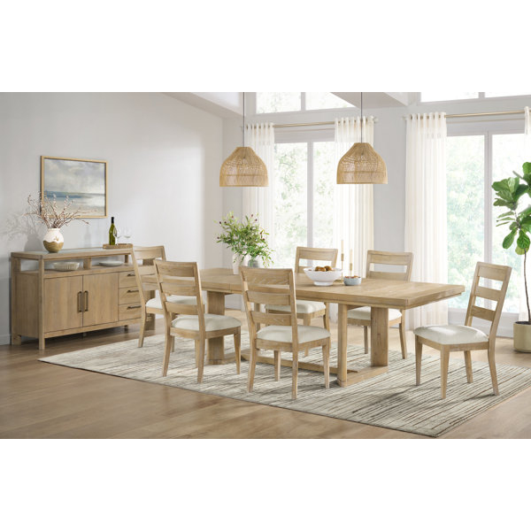 Emerald Home Furnishings Ashal 6 Person Solid Wood Trestle Dining Set ...