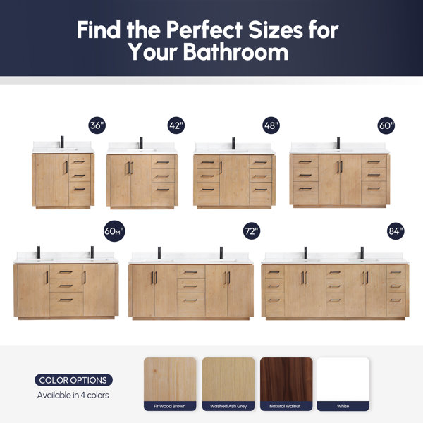 Joss & Main Cloverfield 42" Single Bath Vanity in Natural Walnut with ...