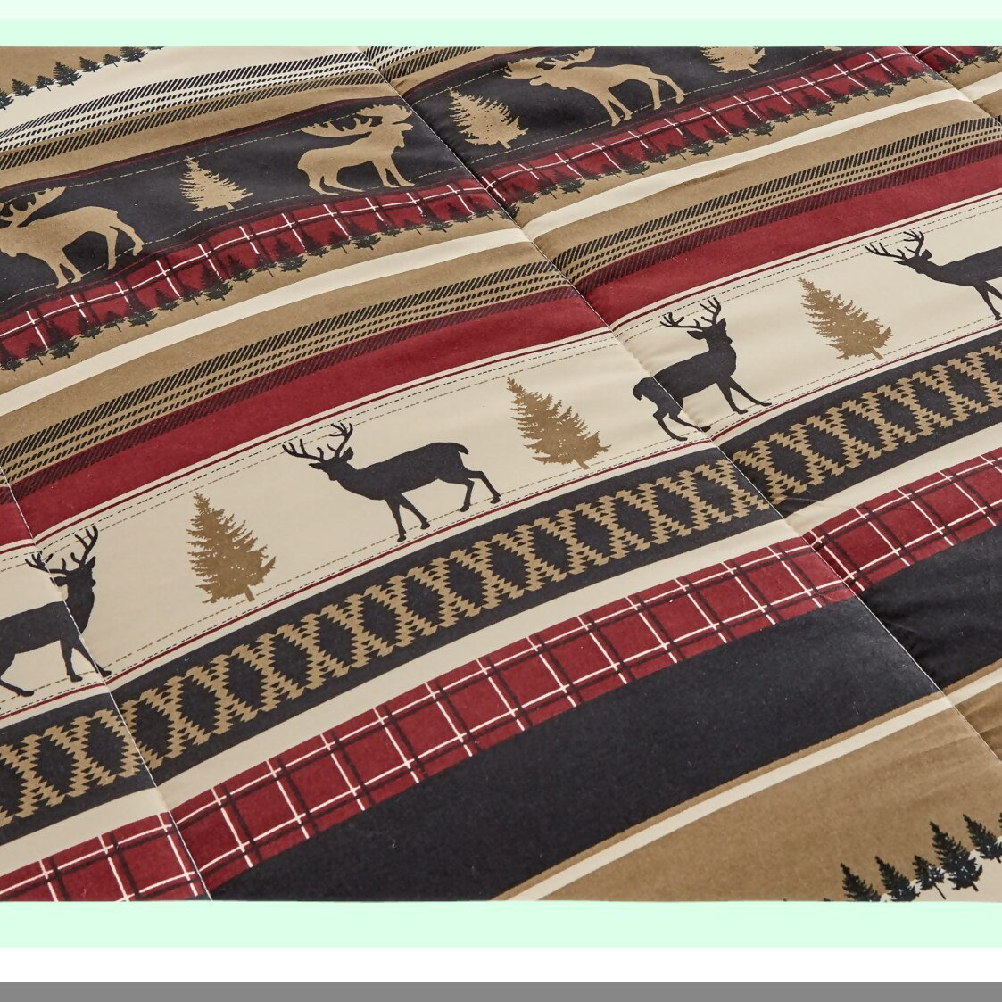 Loon Peak Wildlife Lodge Microfiber Comforter Set - Moose & Deer Print ...