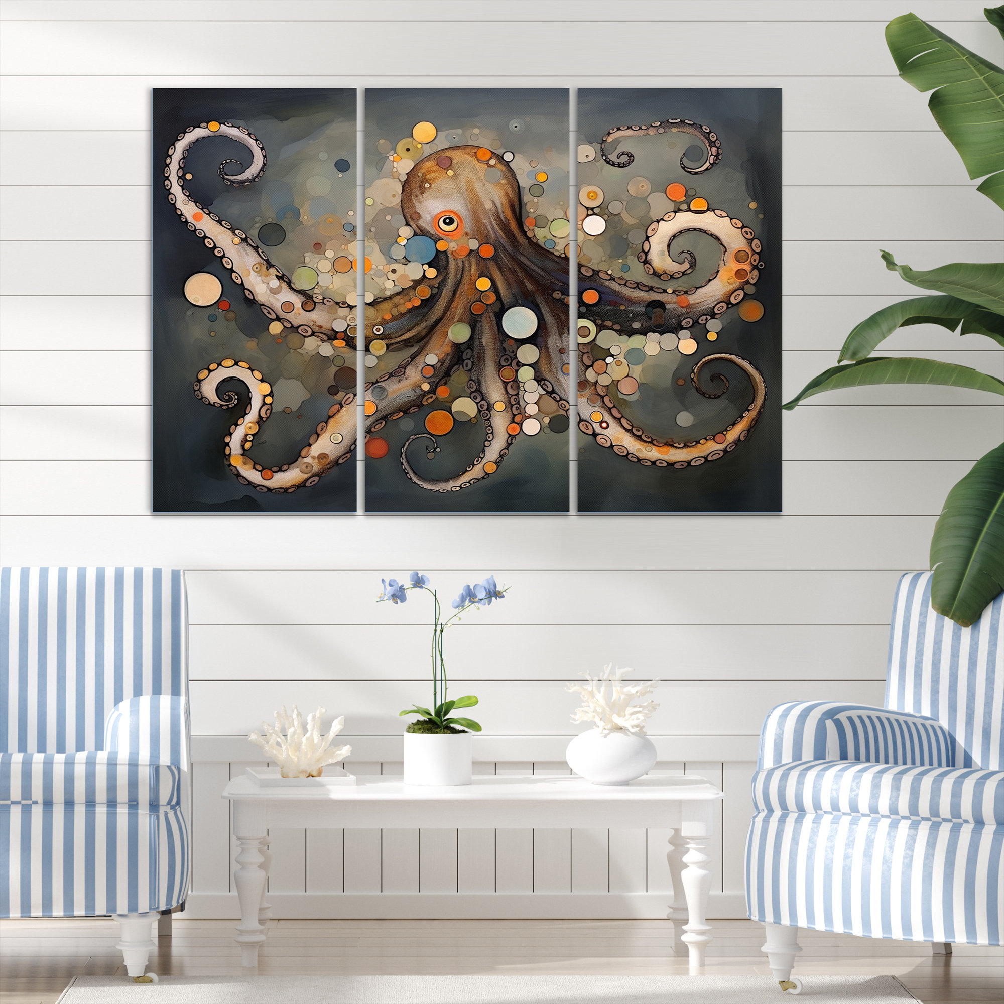 Design Art Portrait Of Brown Mystical Octopus Painting III - Animals ...