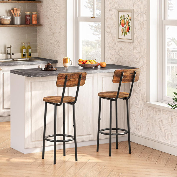 Corrigan Studio® Bar Stools,Set Of 2 Bar Stools With Footrest And Back ...
