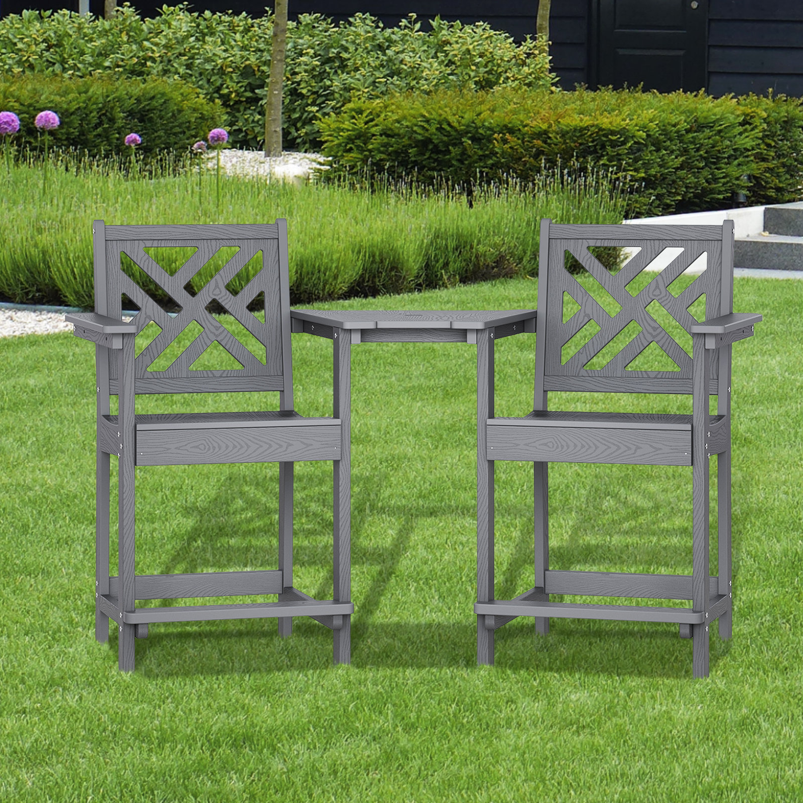Lark Manor™ Outdoor Bar Chair Adirondack Chairs With Table Side Chair ...
