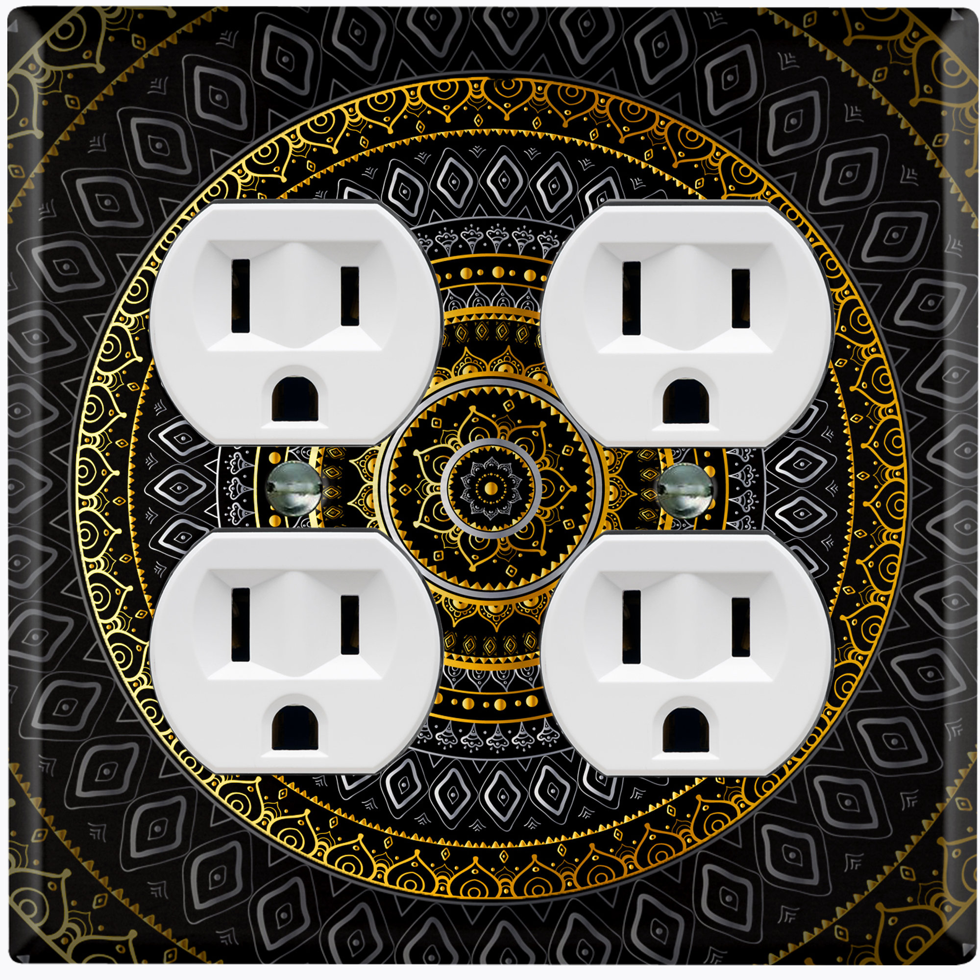 WorldAcc Mandala Circle 2-Gang Duplex Outlet Wall Plate | Wayfair